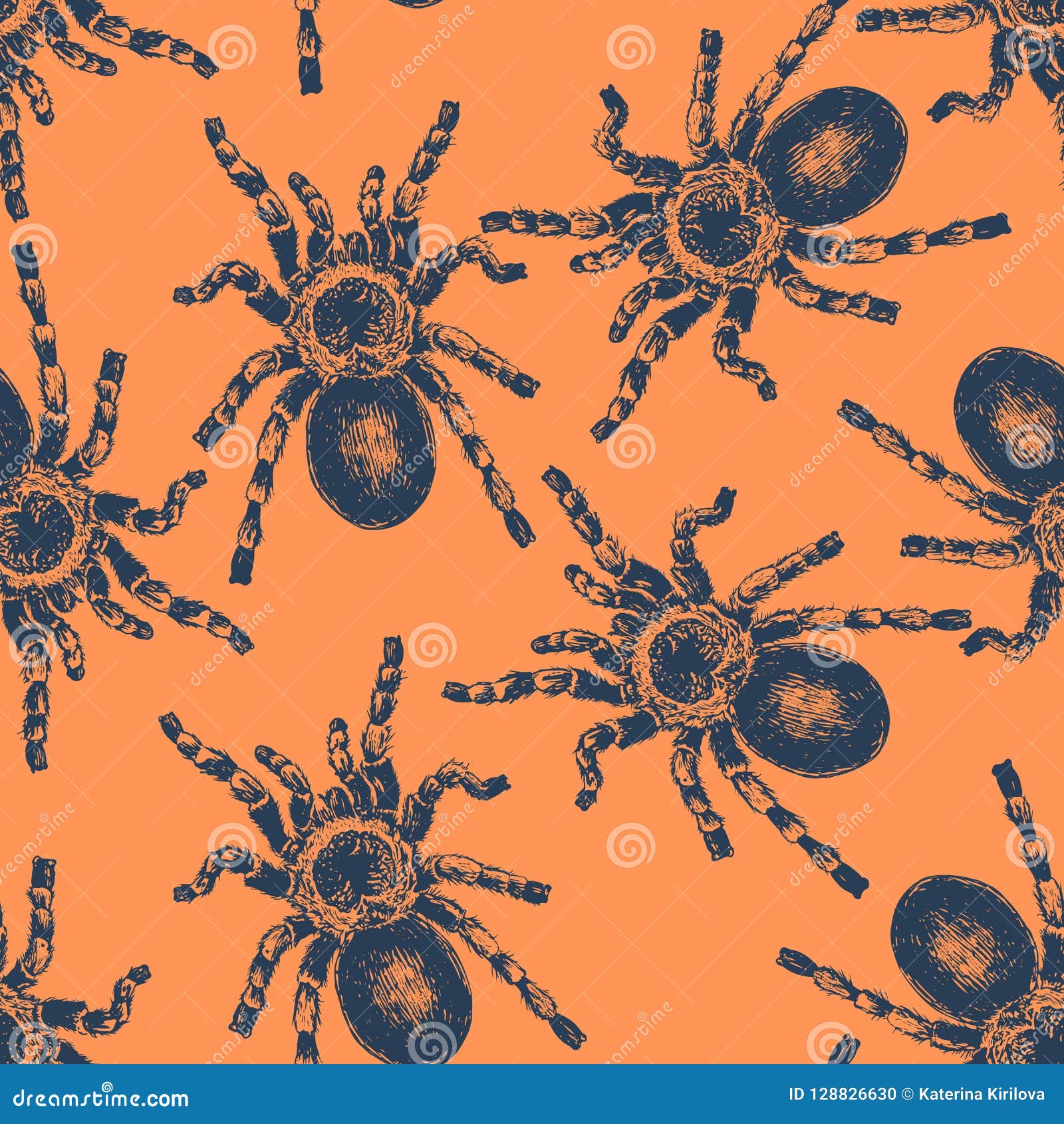Tarantula pattern stock illustration. Illustration of seamless - 128826630