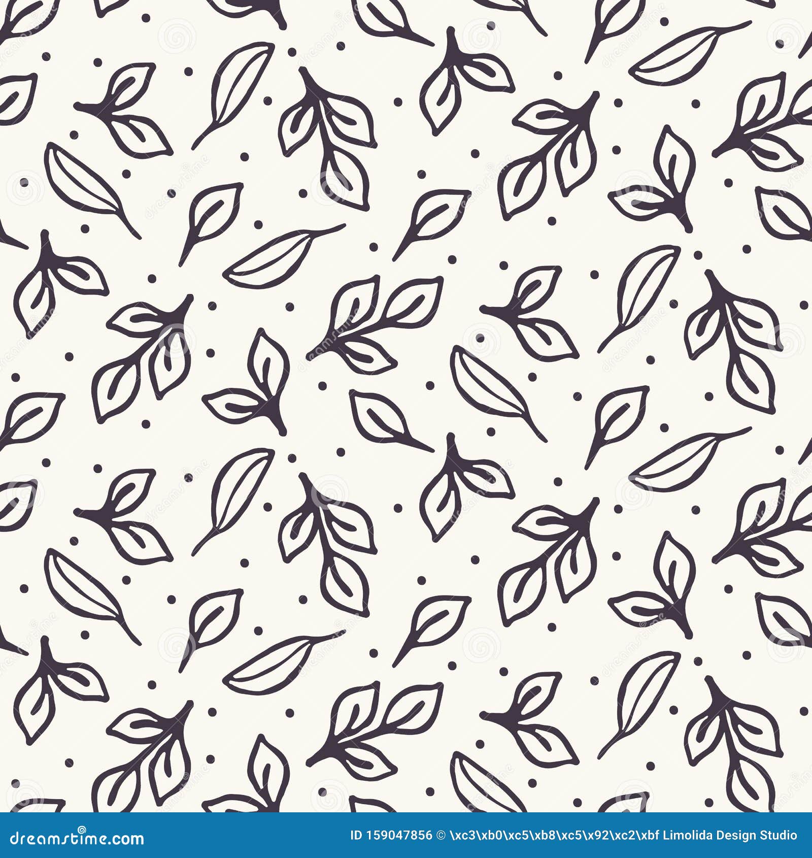 Seamless Pattern Hand Drawn Tiny Falling Leaf Motif Background ...