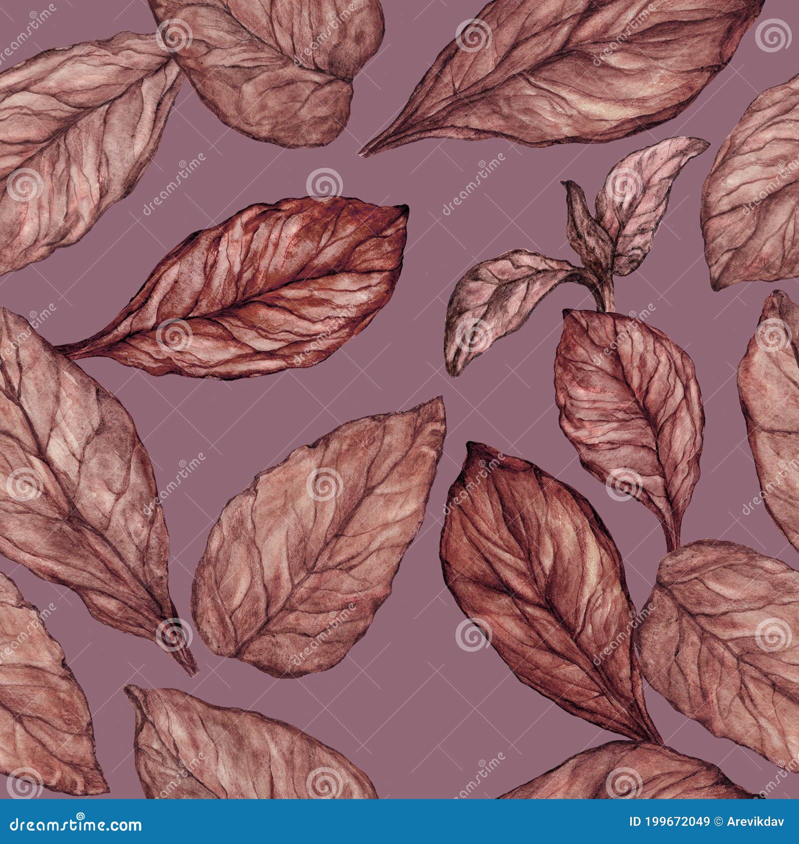 Seamless Pattern of Hand Drawn Tobacco Leaves Stock Illustration ...
