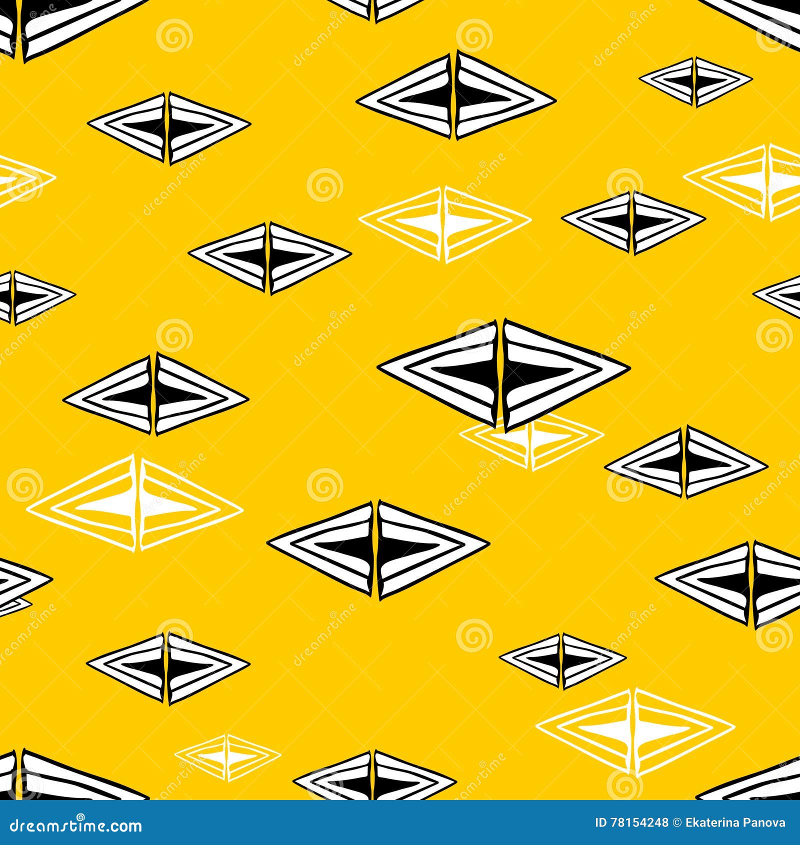 Seamless Pattern with Hand Drawn Triangles.Vector Doodle Illustration ...