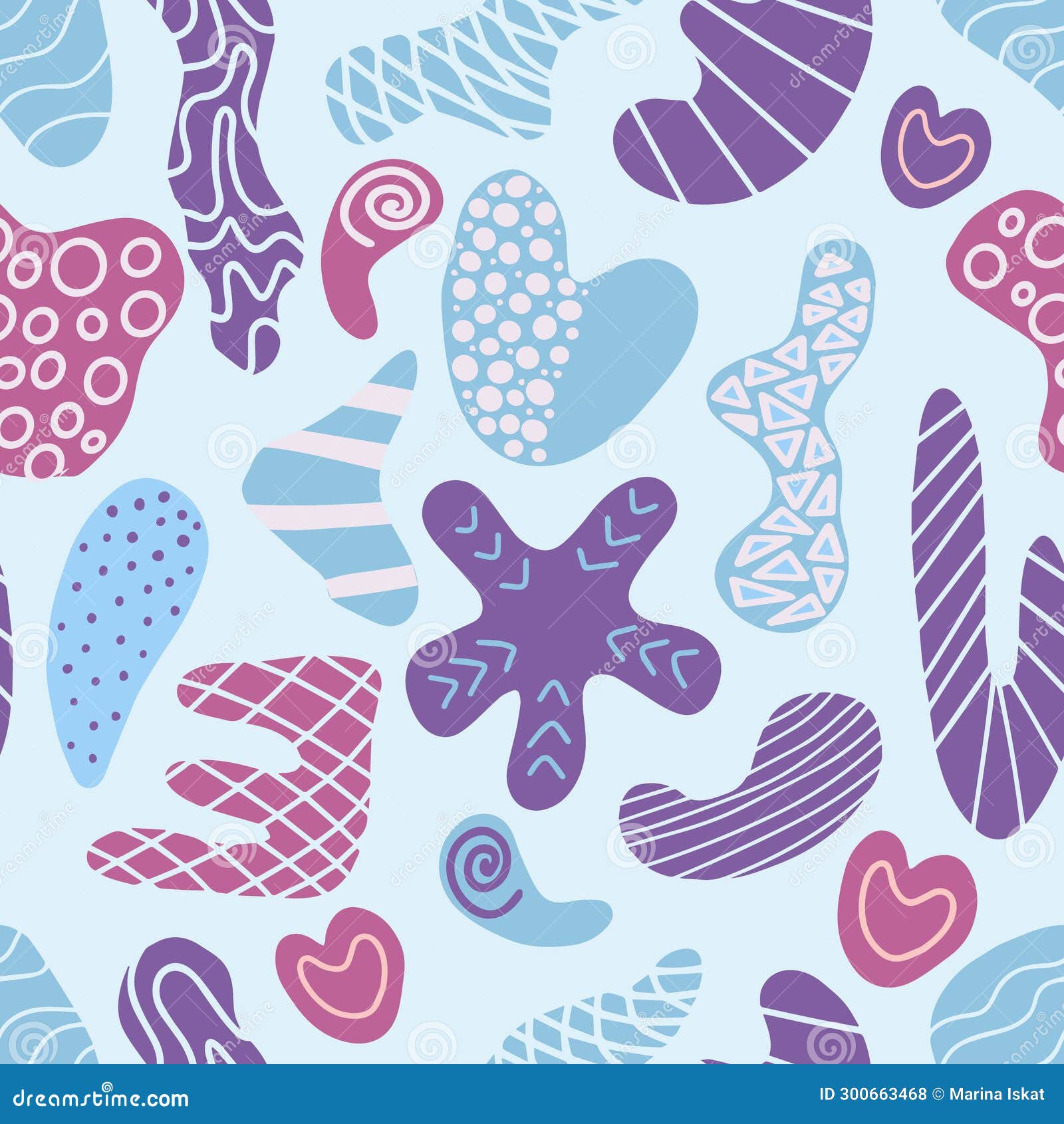 Seamless Pattern with Hand Drawn Various Shapes and Doodle Objects ...