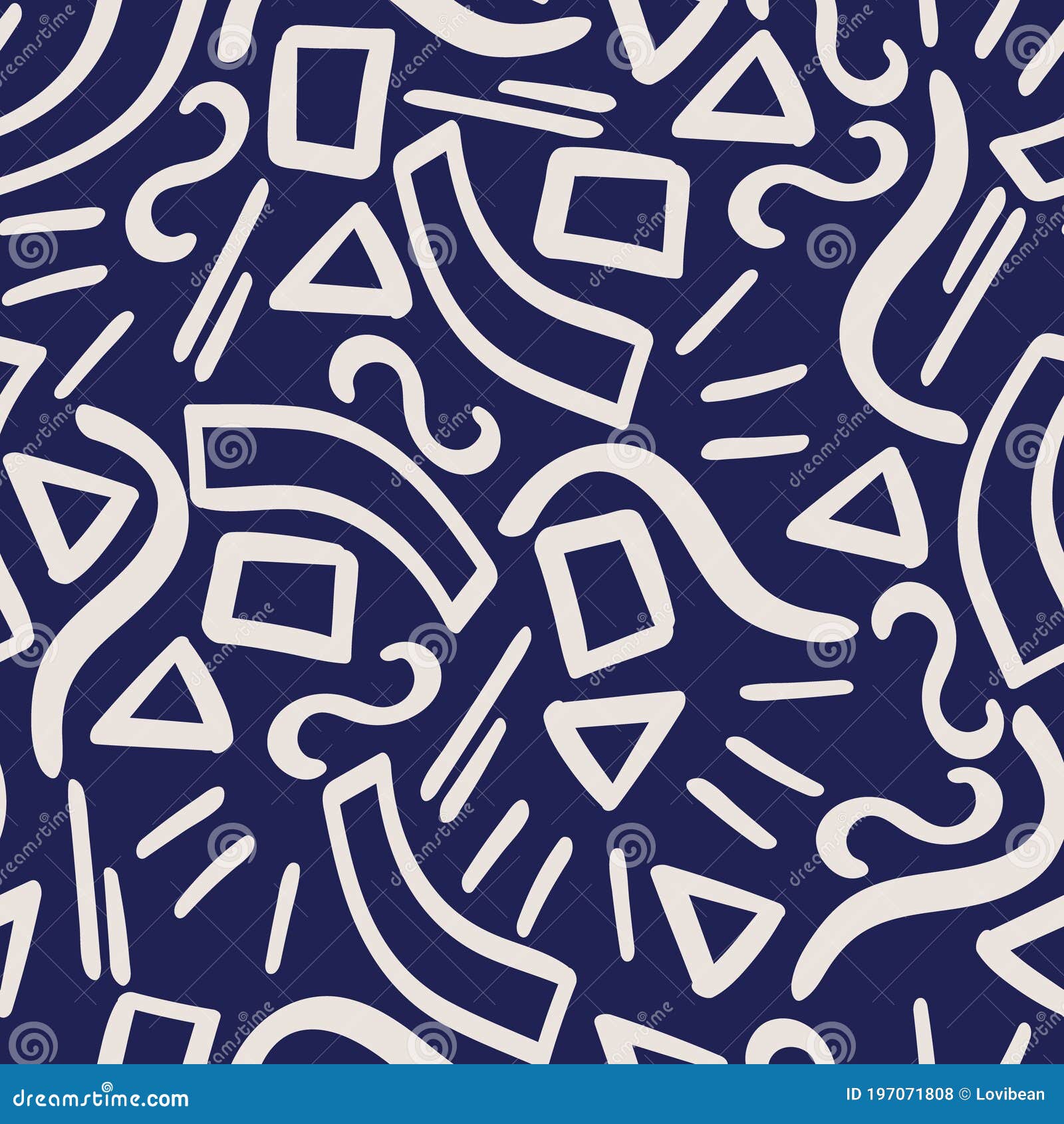 Seamless Pattern Hand Drawn Various Shapes and Doodle Objects Stock ...