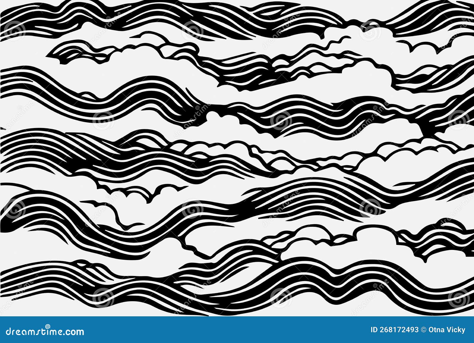 Seamless Pattern with Hand Drawn Wavy Lines, Editable EPS Vector Format ...