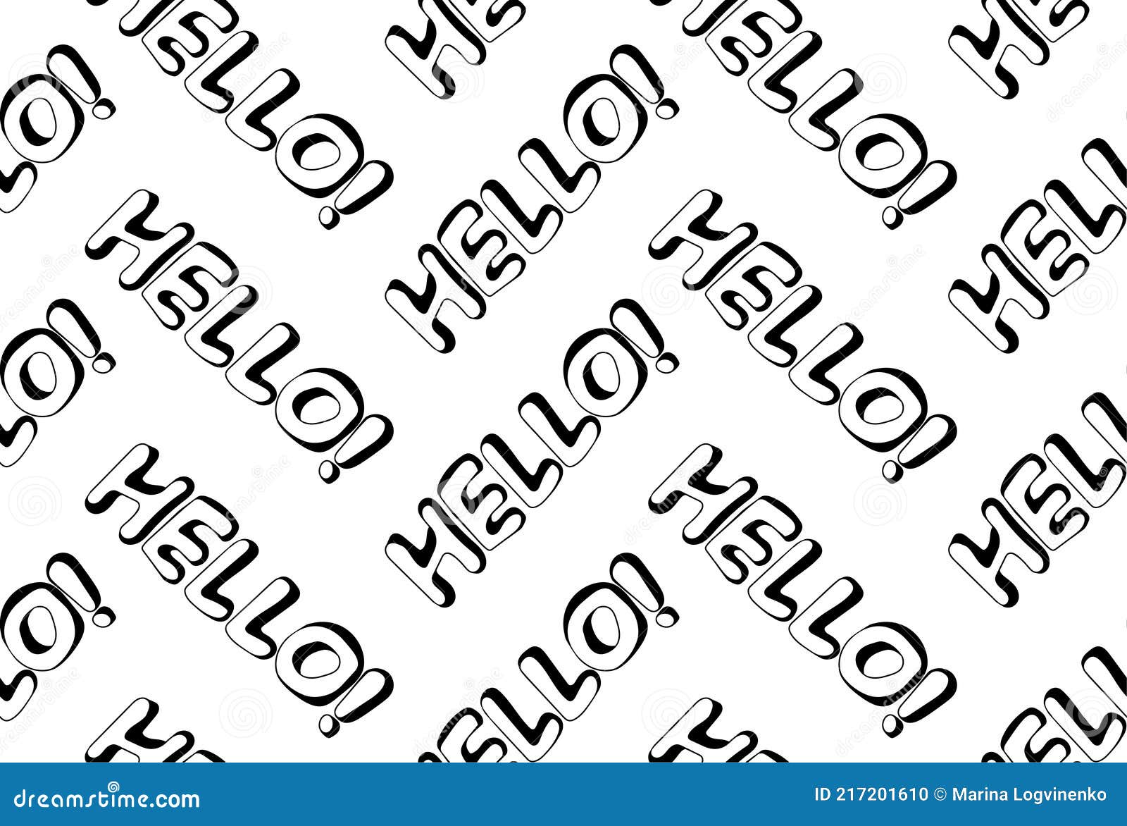 Seamless Pattern of Hand-drawn Words HELLO! on White Background Stock ...