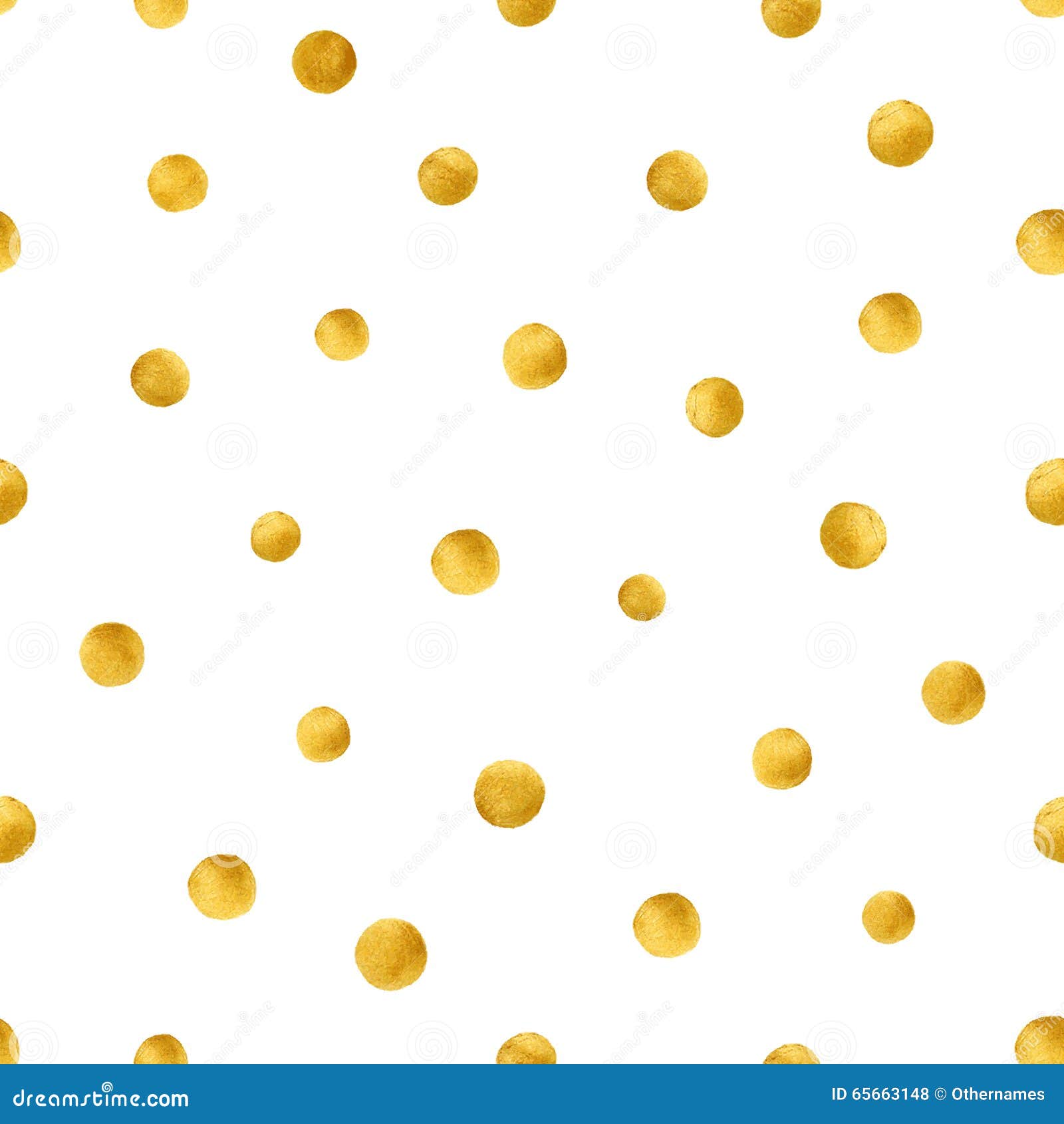 Seamless Pattern with Hand Painted Gold Circles. Gold Polka Dot Pattern ...