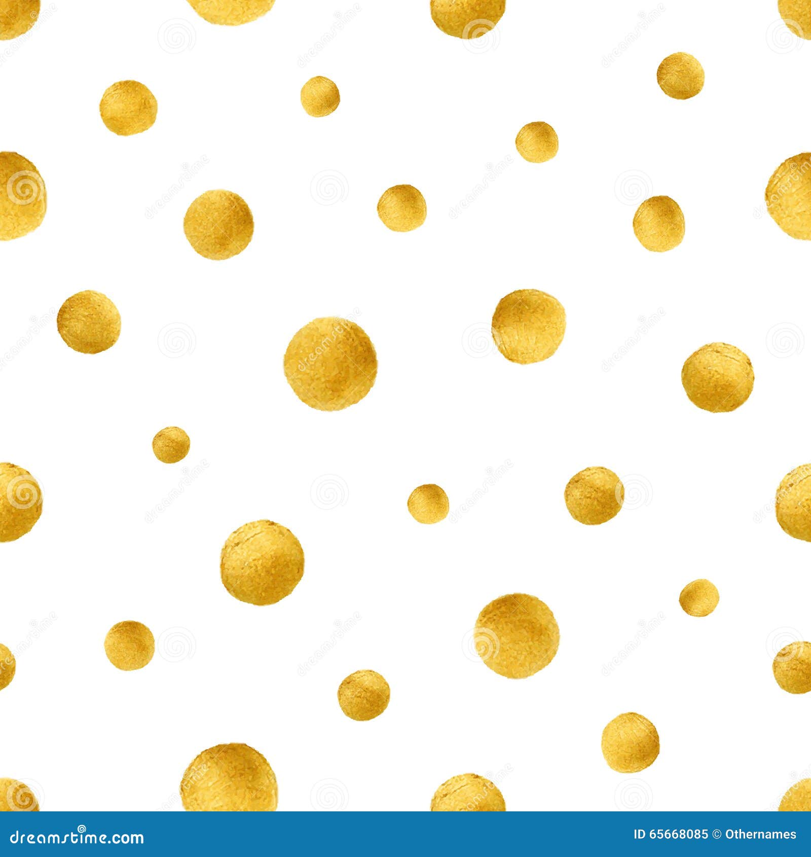 Seamless Pattern with Hand Painted Gold Circles. Gold Polka Dot Pattern ...