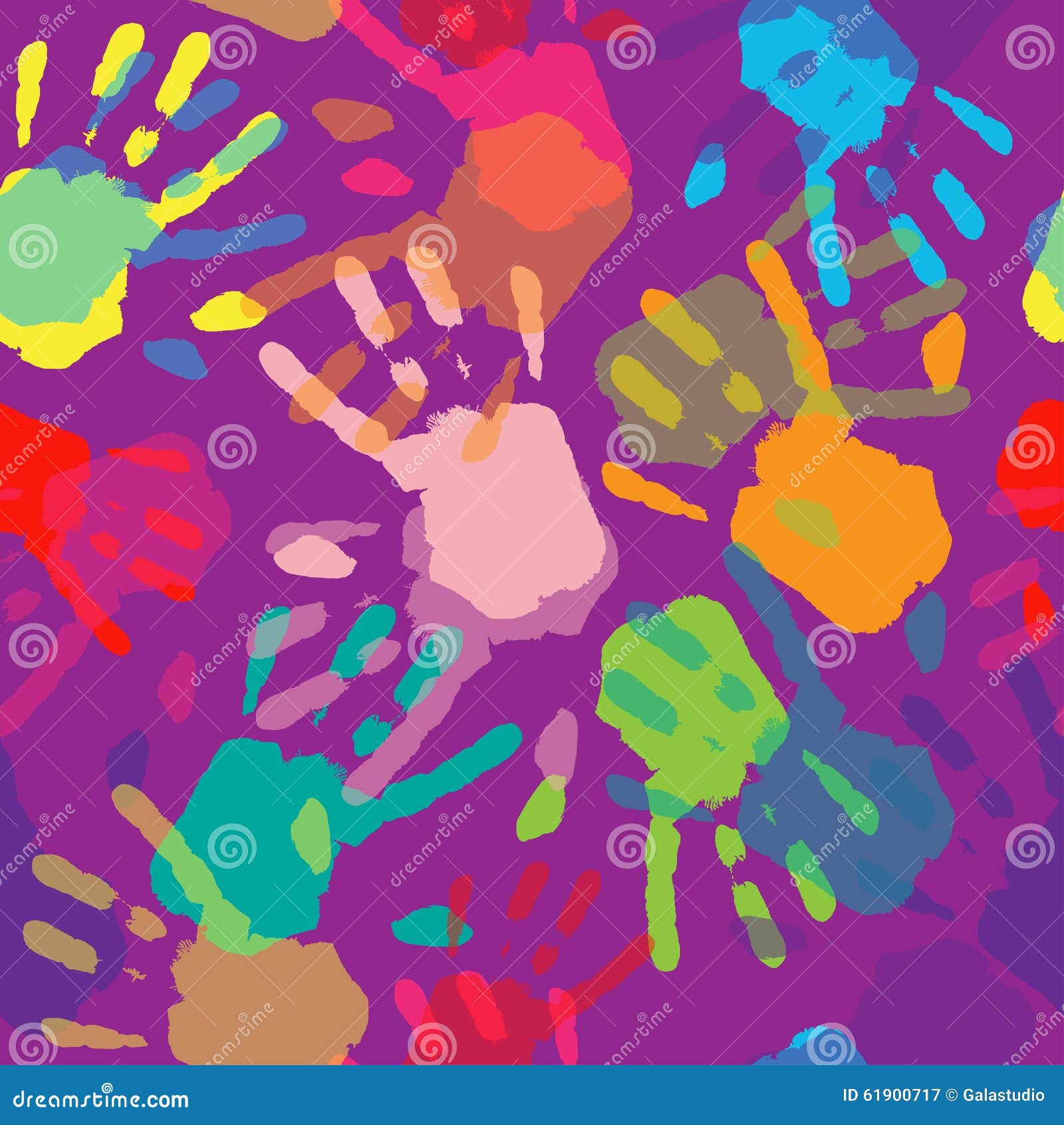 Seamless Pattern Hand Prints. Stock Illustration - Illustration of ...