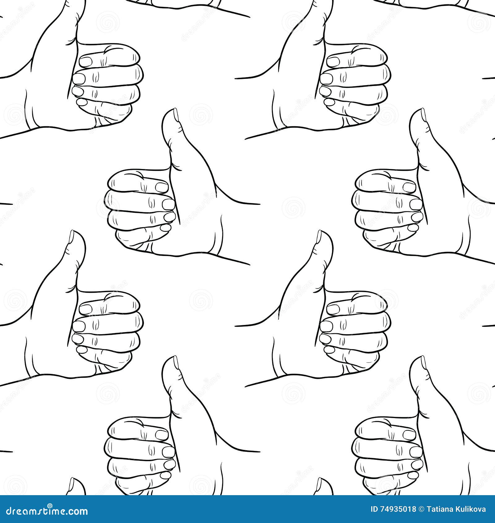 Seamless Pattern Hand Showing Symbol Like. Making Thumb Up Gesture ...