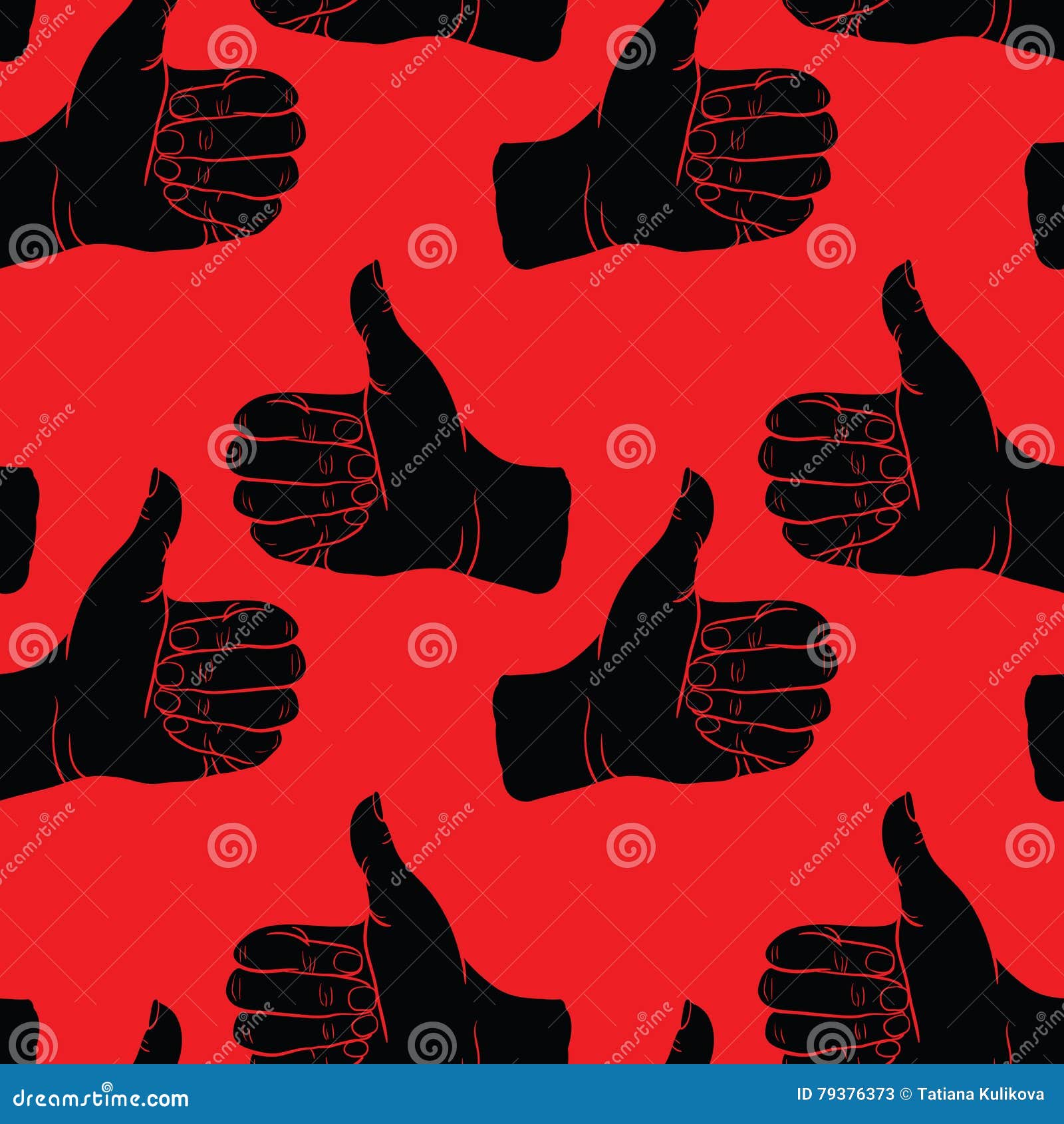 Seamless Pattern Hand Showing Symbol Like. Making Thumb Up Gesture ...