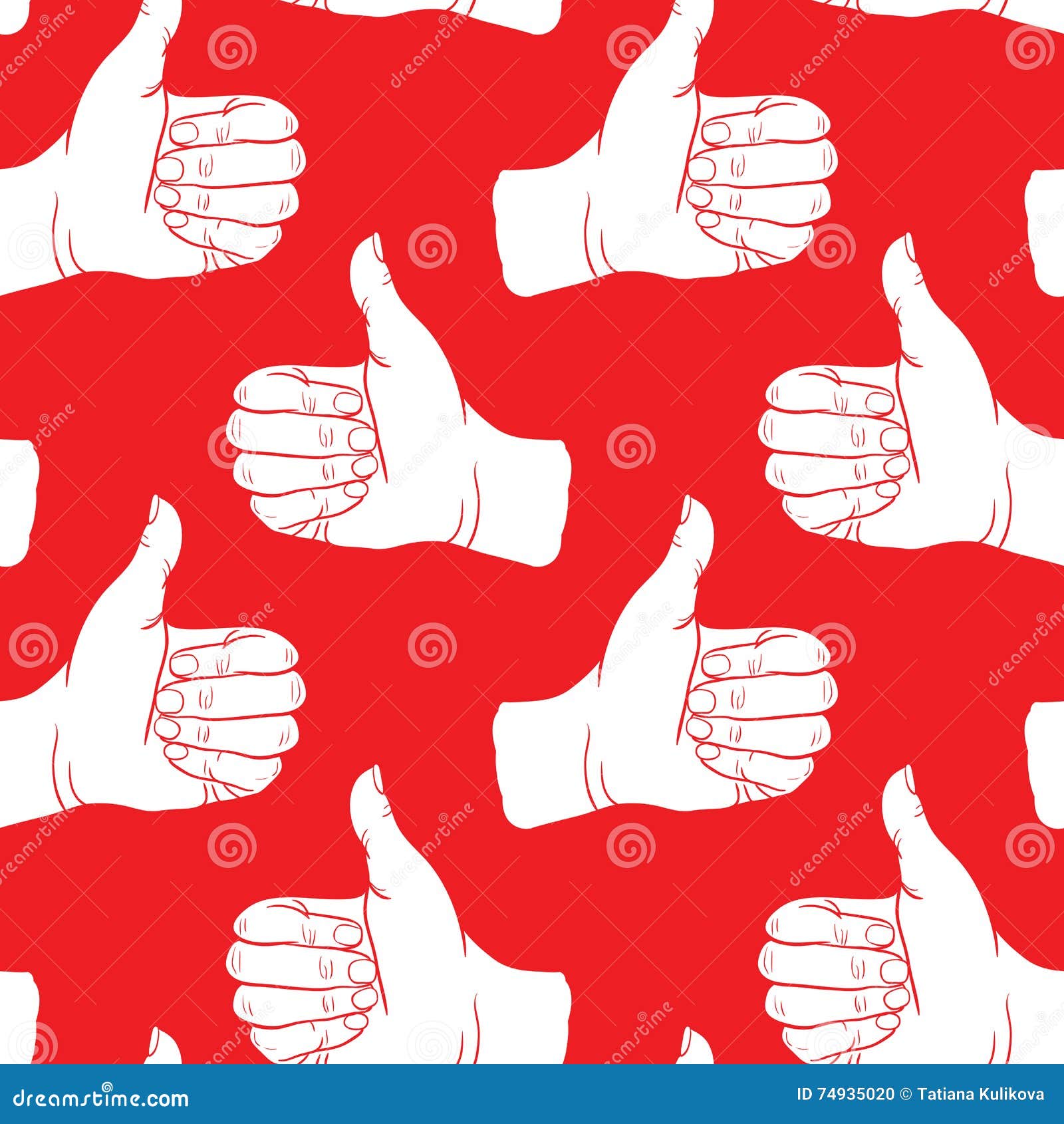 Seamless Pattern Hand Showing Symbol Like. Making Thumb Up Gesture ...