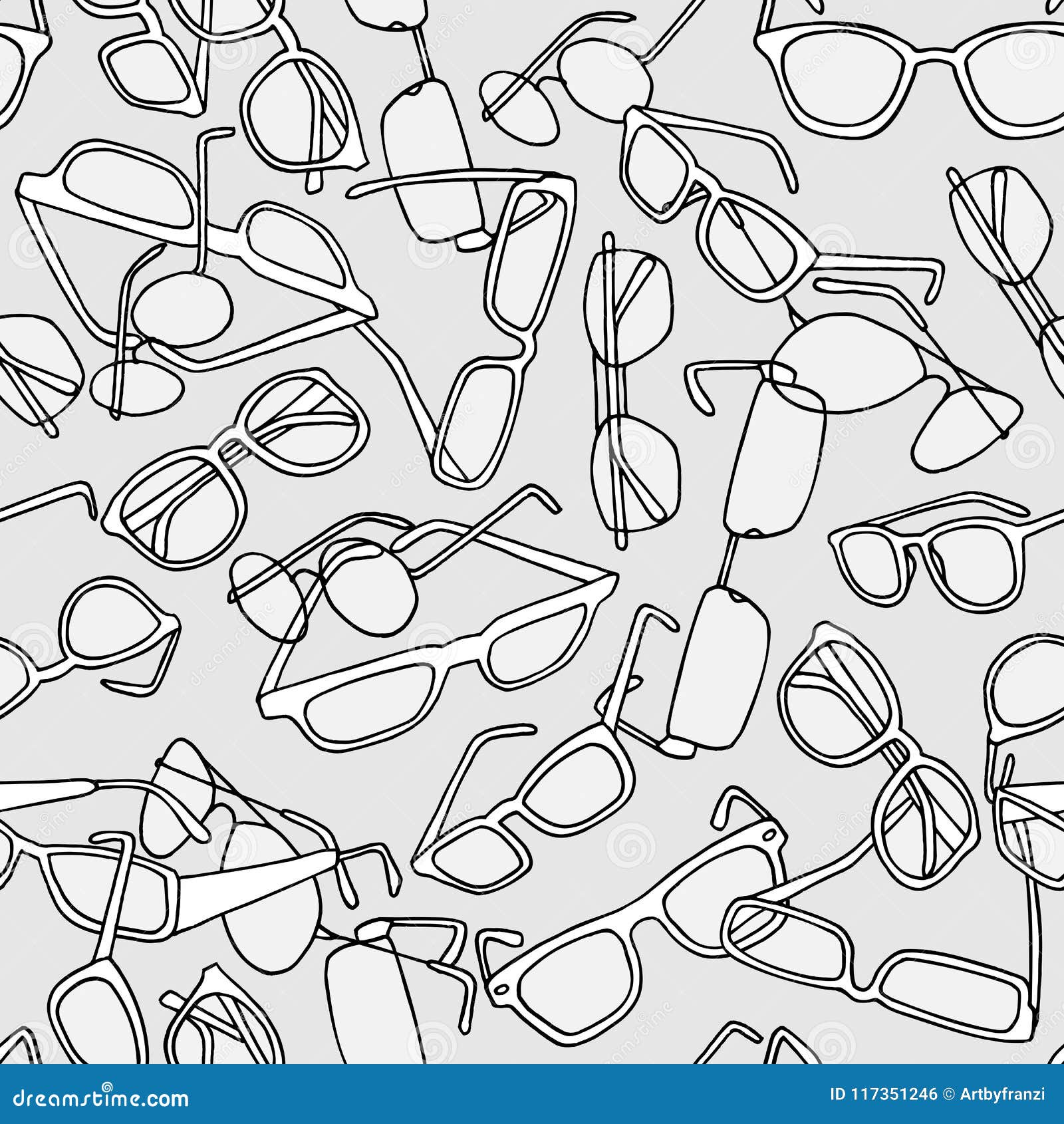 Seamless Pattern of Hand Sketched Glasses Stock Vector - Illustration ...