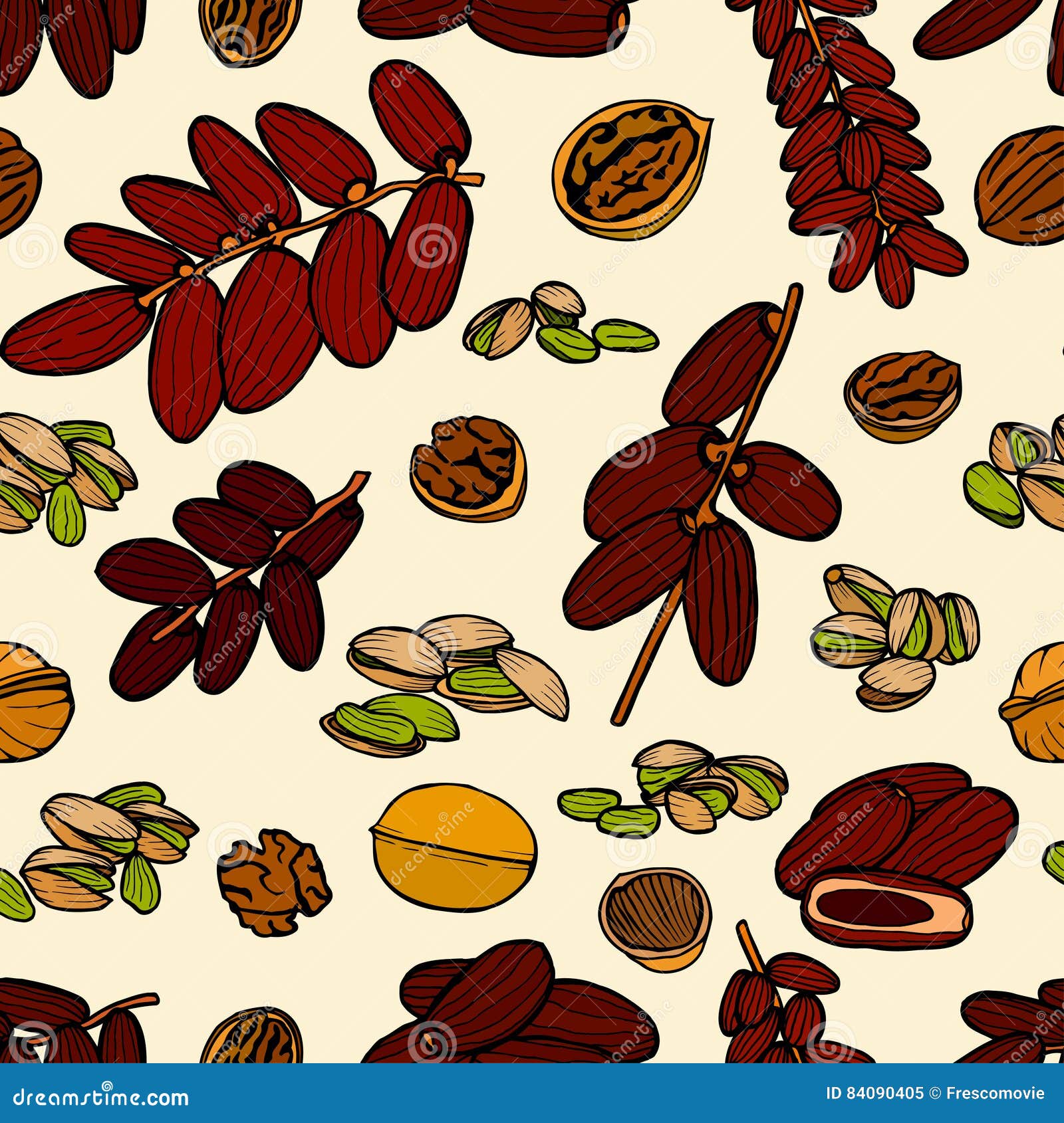 Seamless Pattern Hand Sketched Nuts Stock Vector - Illustration of ...