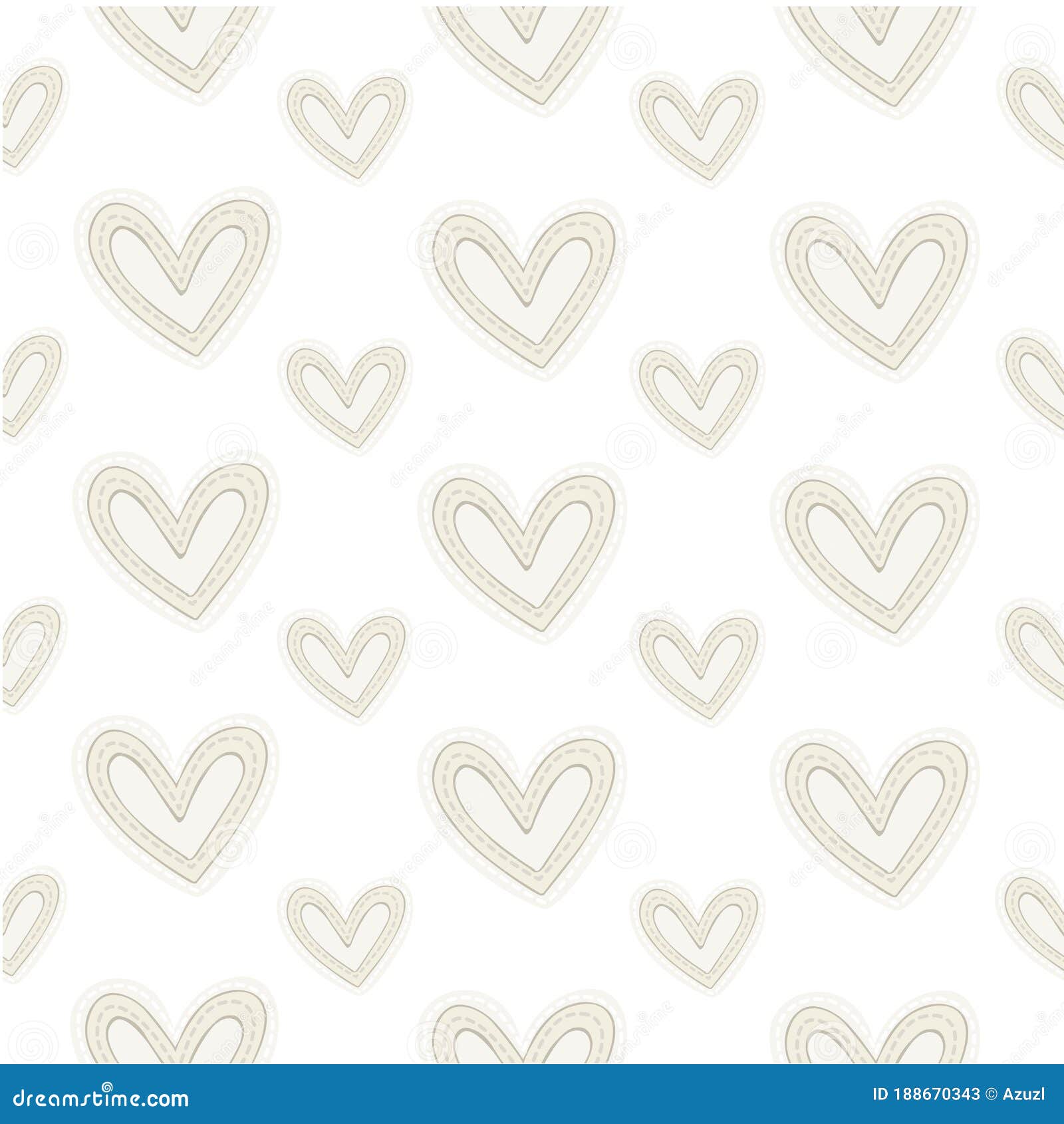 Seamless Pattern Hand-stitched Heart with Decorative Stitches on White ...