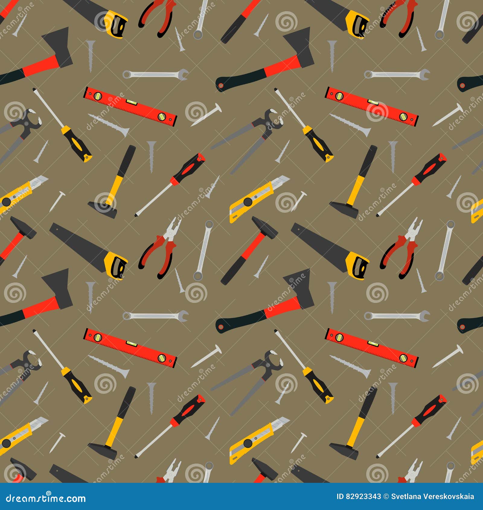 Seamless Pattern of Hand Work Tools Stock Vector - Illustration of ...