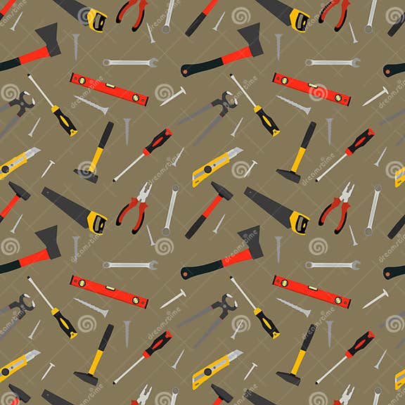Seamless Pattern of Hand Work Tools Stock Vector - Illustration of ...