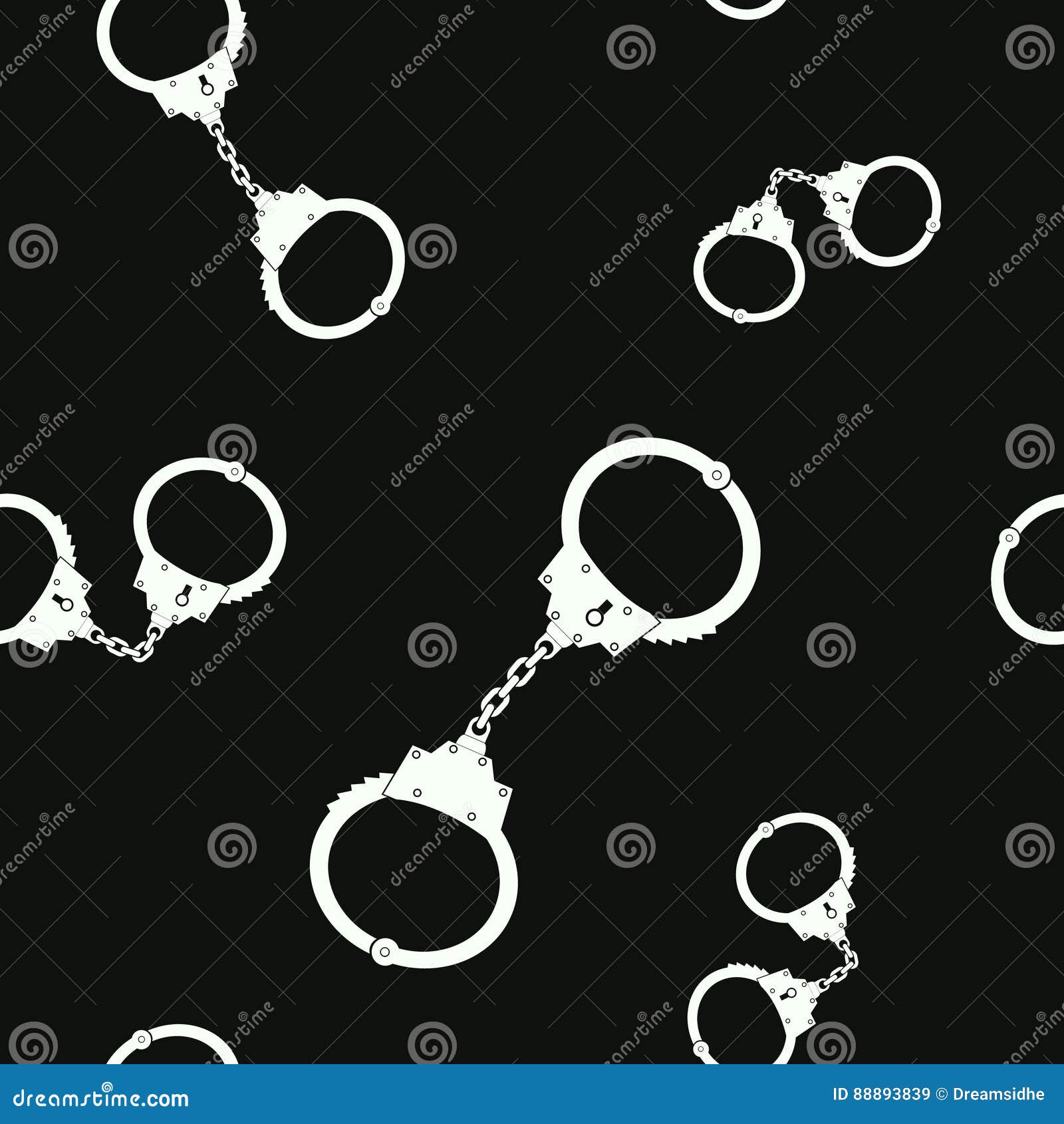 Seamless Pattern with Handcuffs Stock Vector - Illustration of arrest, isolated: 88893839