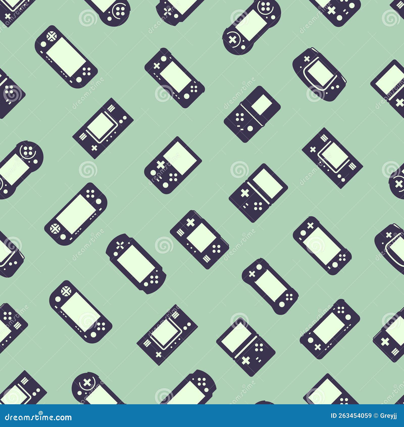Seamless Pattern of Handheld Game Console Icons, Glyph Style Stock ...