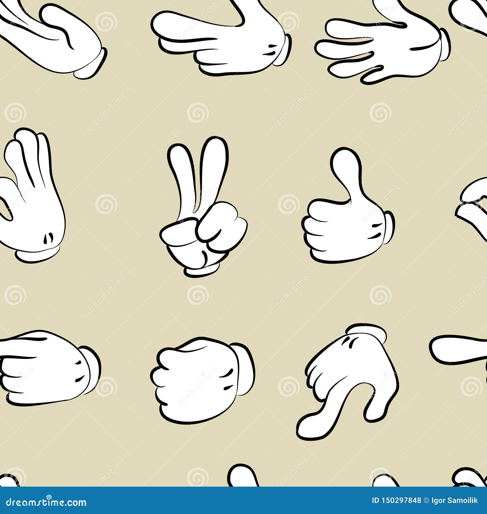 Seamless Pattern. Hands Doodle Set . Vector Stock Vector - Illustration ...