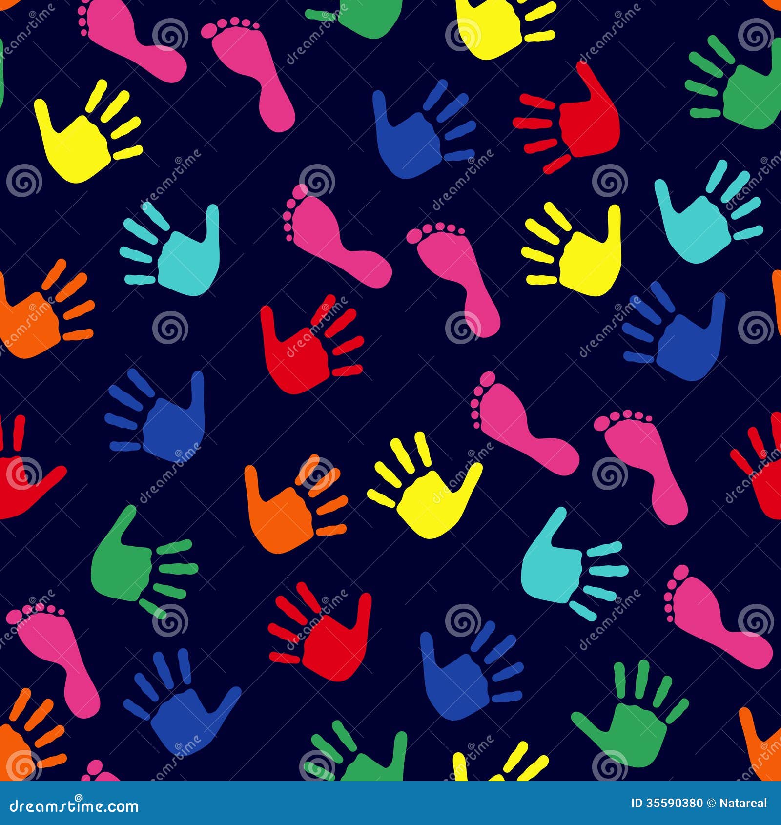Seamless Pattern with Hands and Feet Imprints Stock Vector ...