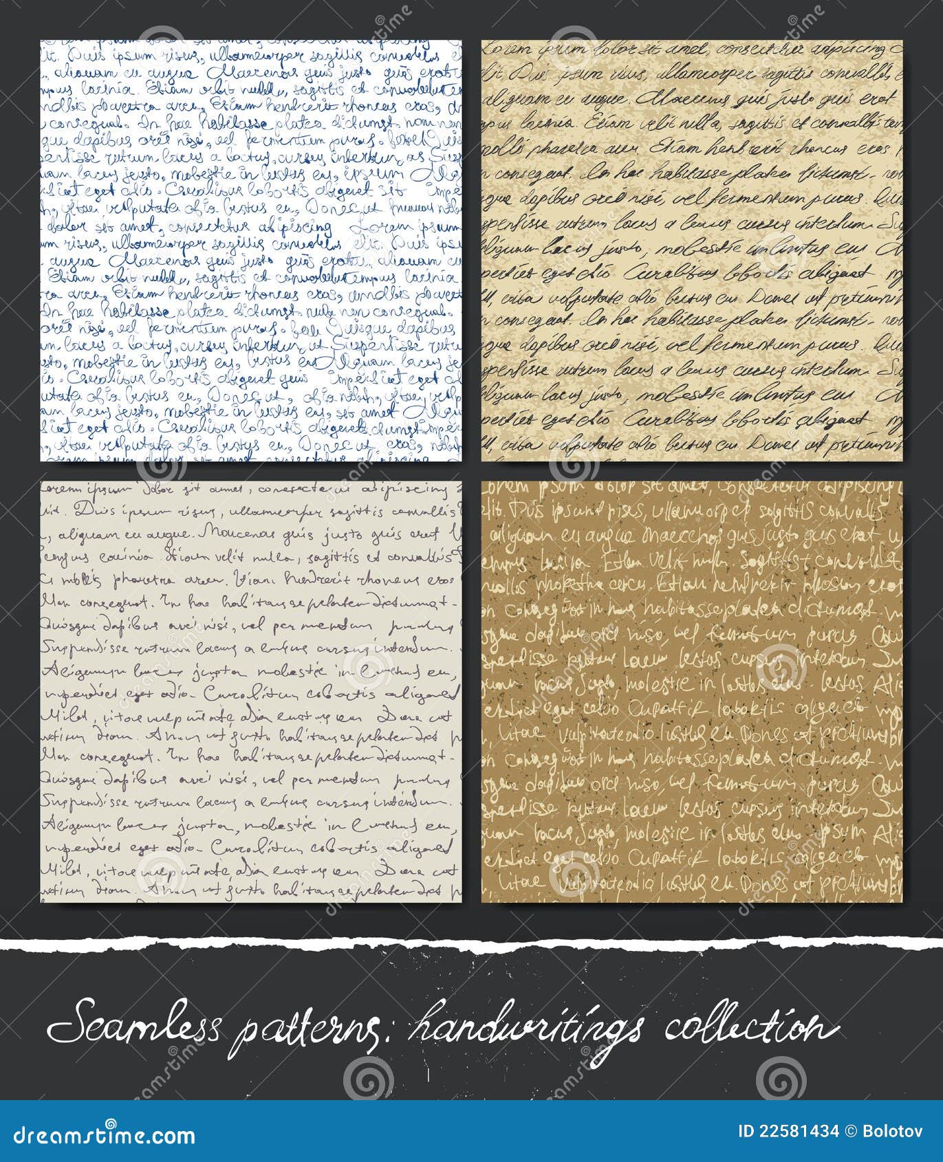Seamless Pattern: Handwritings Collection. Stock Vector - Illustration ...