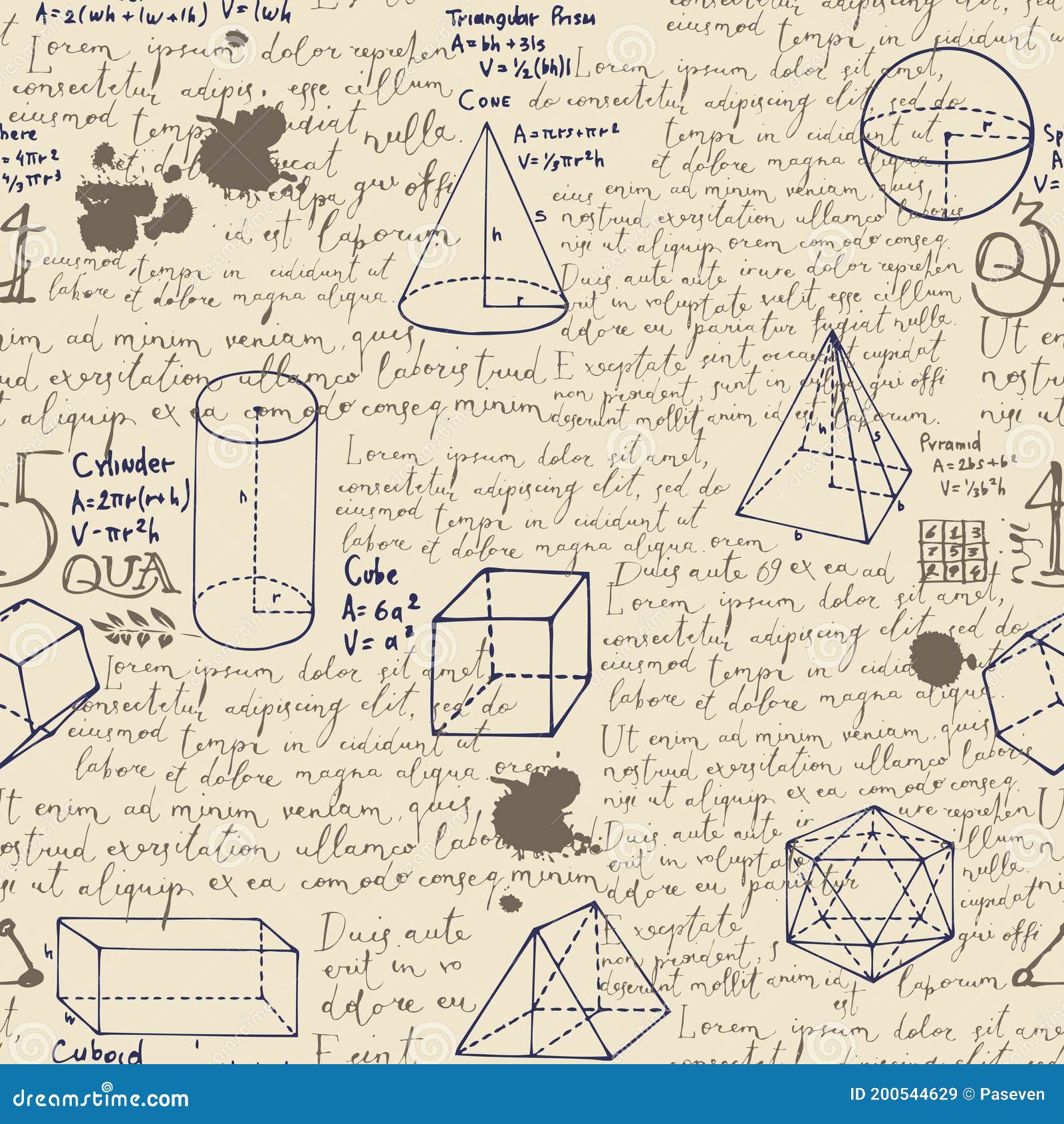 Seamless Pattern with Handwritten Text Lorem Ipsum Stock Vector ...