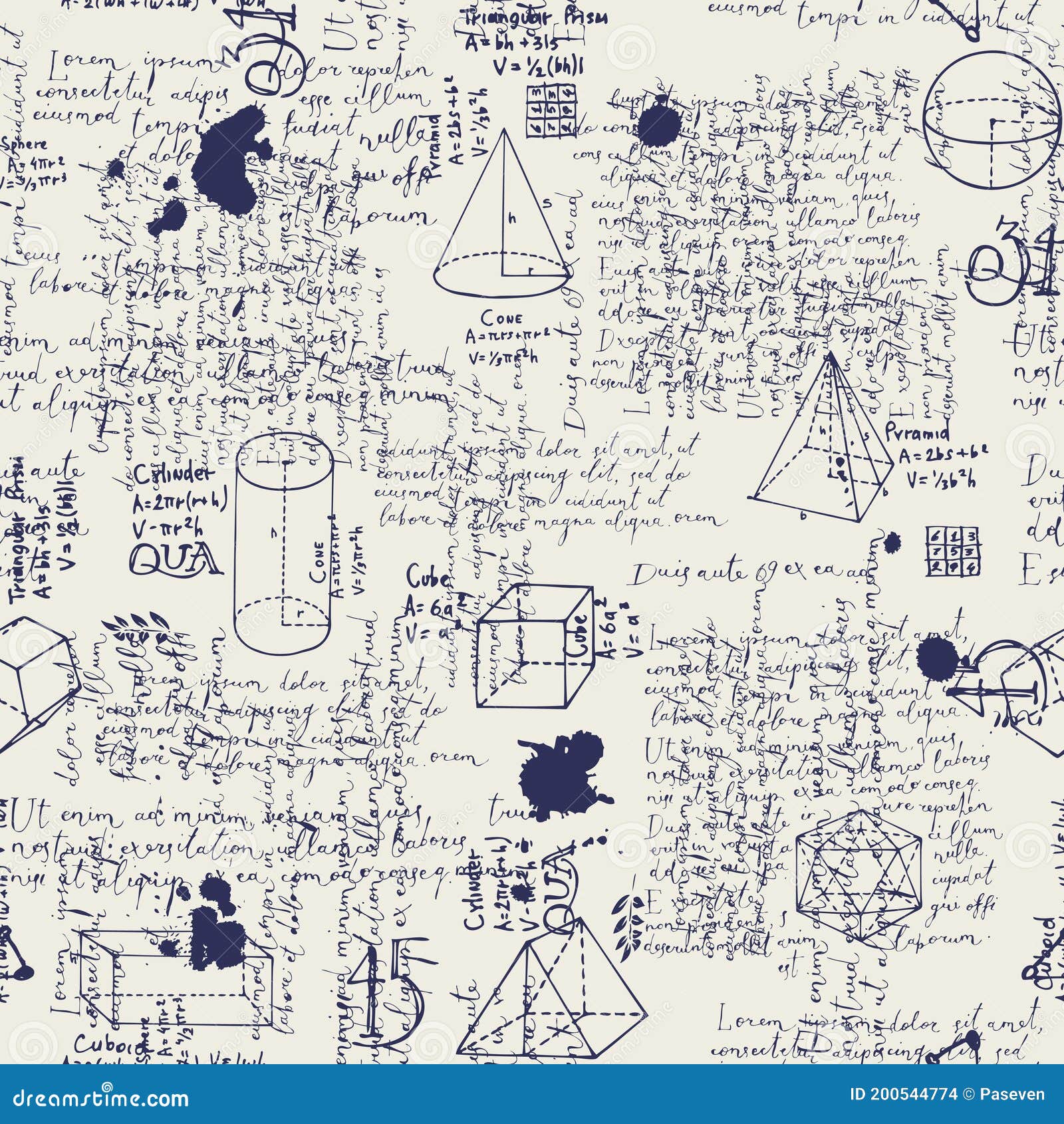 Seamless Pattern with Handwritten Text Lorem Ipsum Stock Vector ...