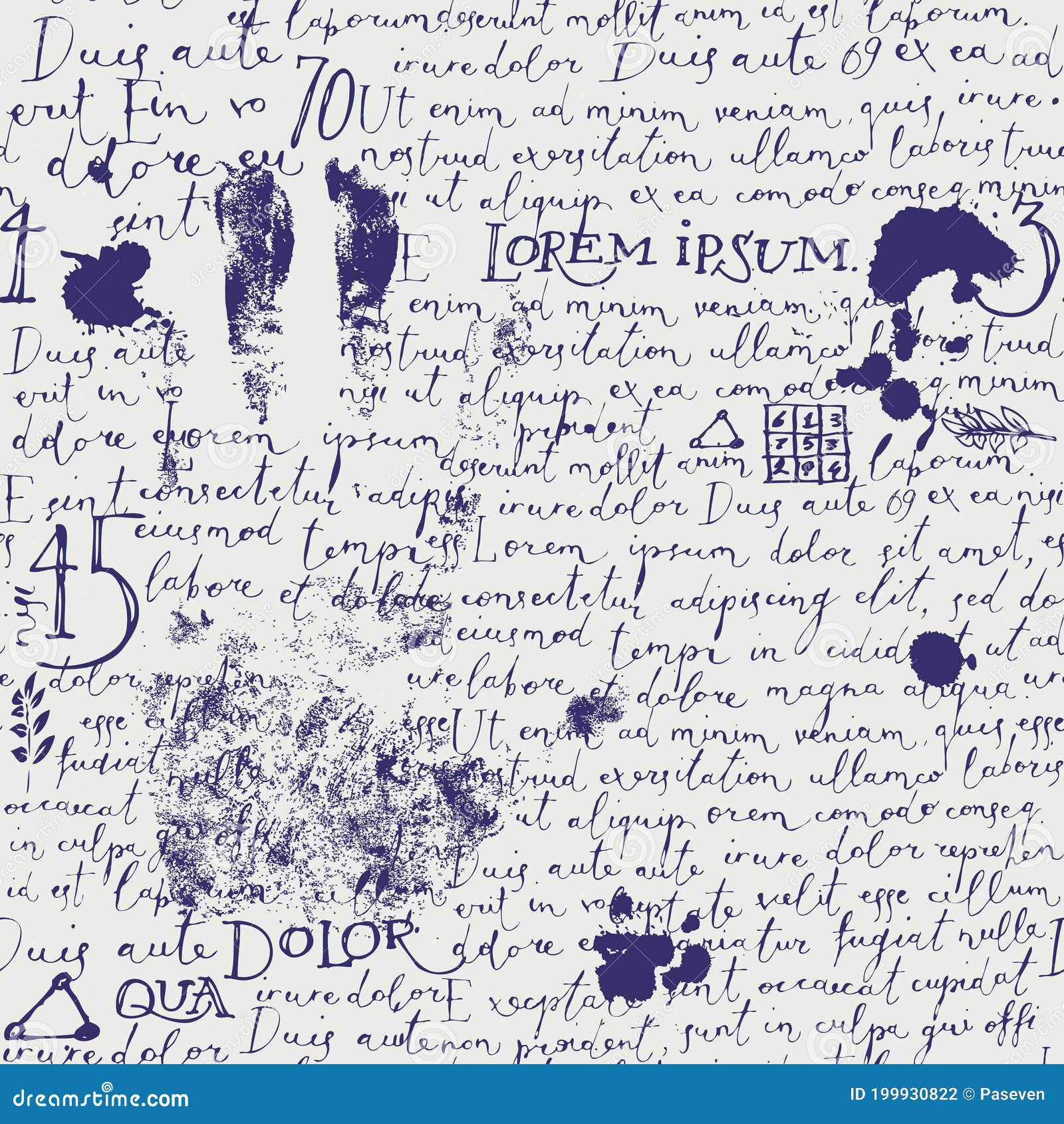 Seamless Pattern with Handwritten Text Lorem Ipsum Stock Vector ...