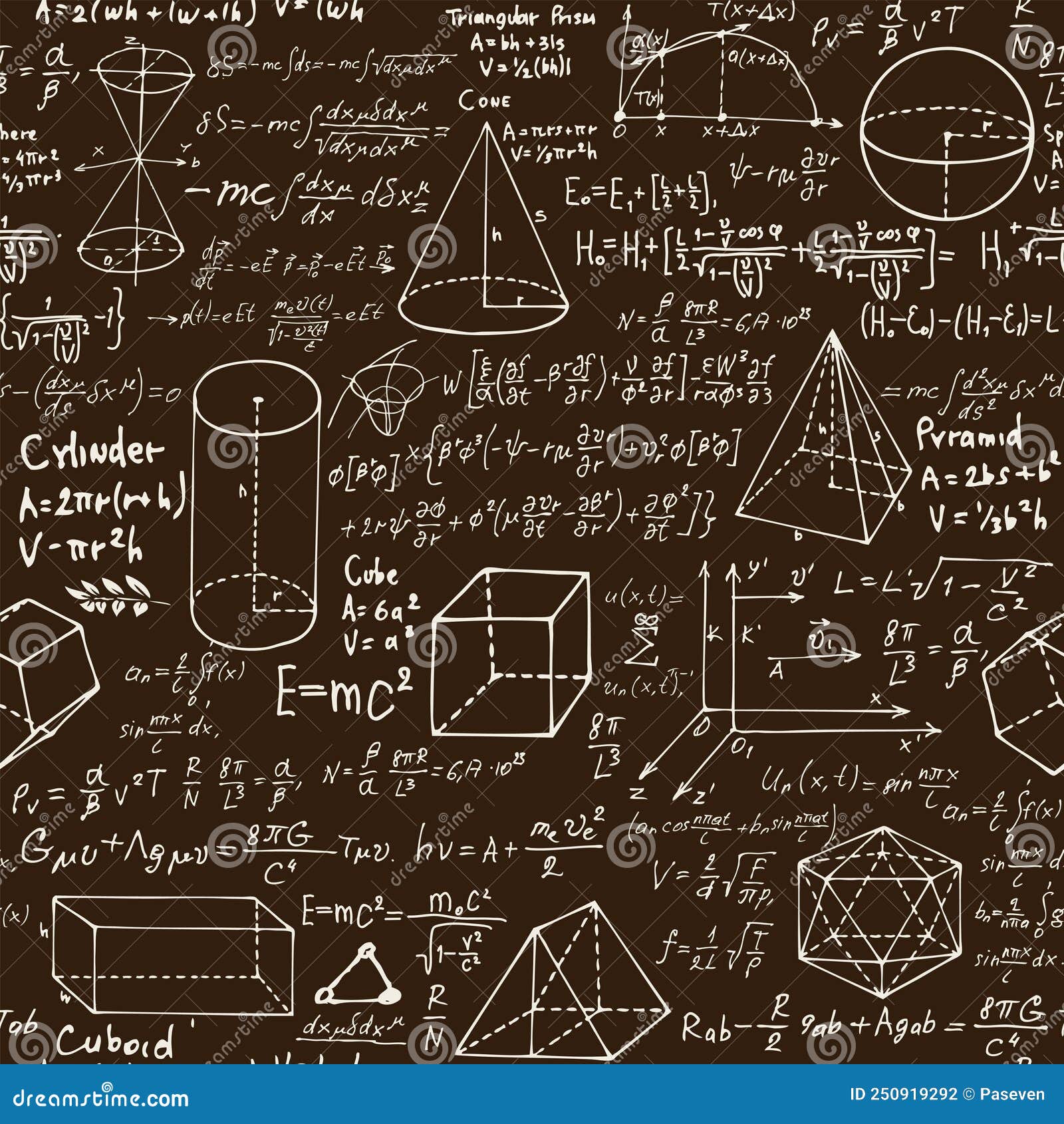 Seamless Pattern with Handwritten Text Mathematical Formulas Stock ...