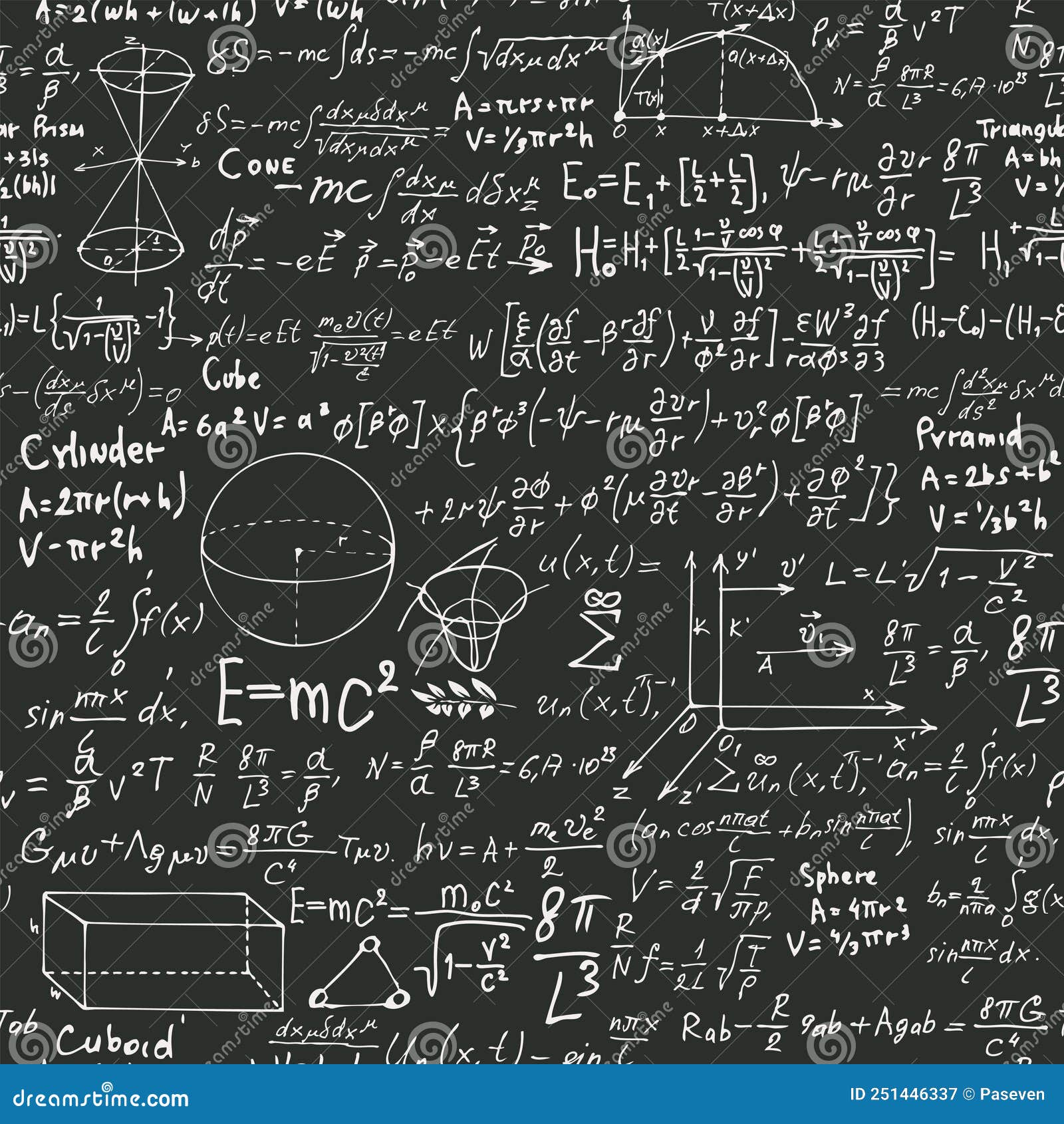 Seamless Pattern with Handwritten Text Mathematical Formulas and ...