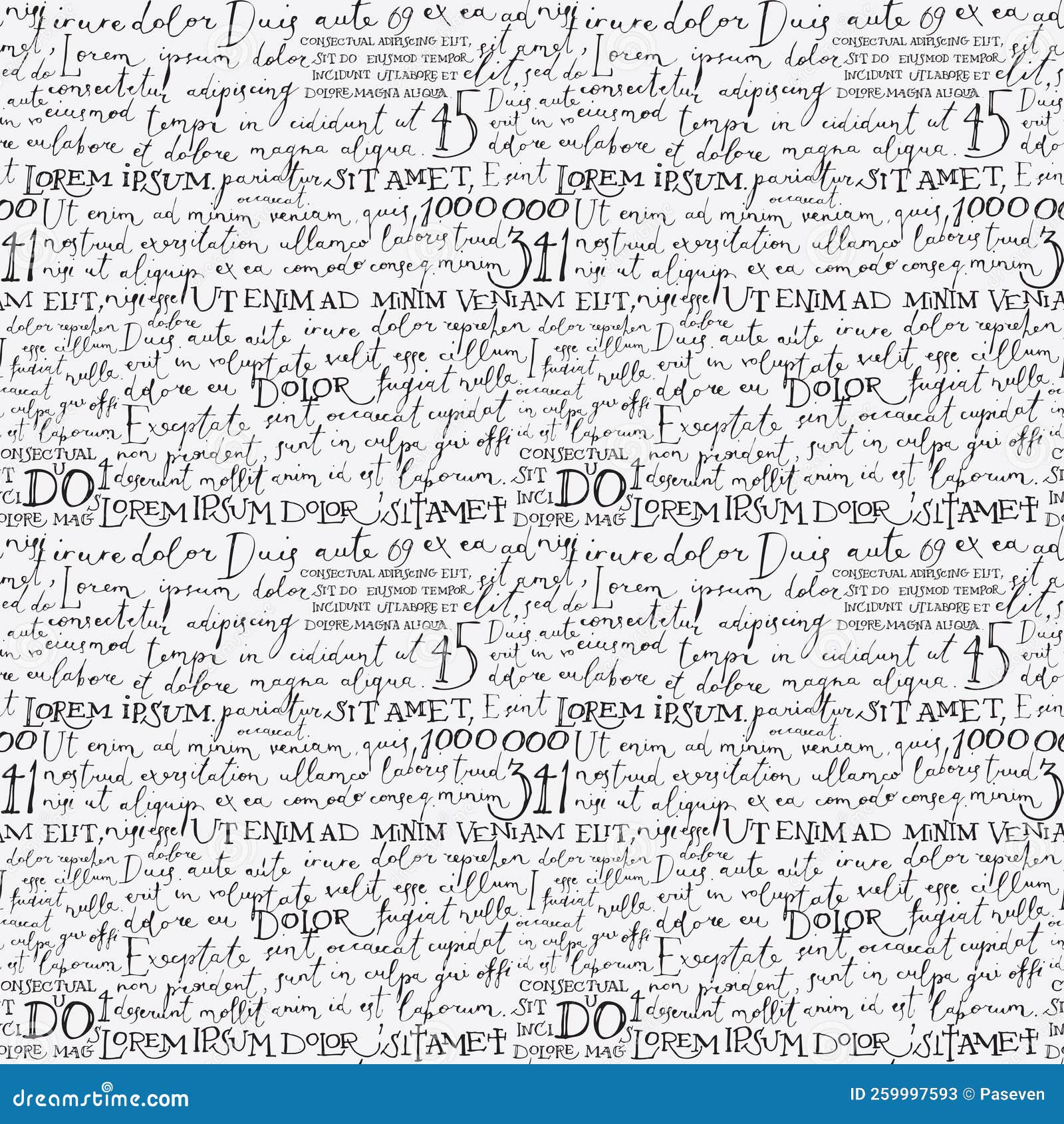 Seamless Pattern with Handwritten Text on Old Paper Backdrop Stock ...