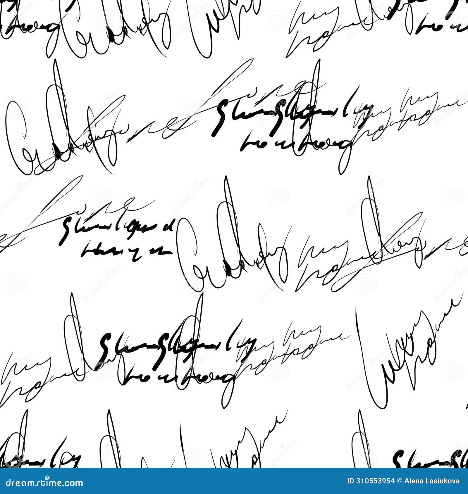Seamless Pattern of Handwritten Text on White Paper in Monochrome Stock ...