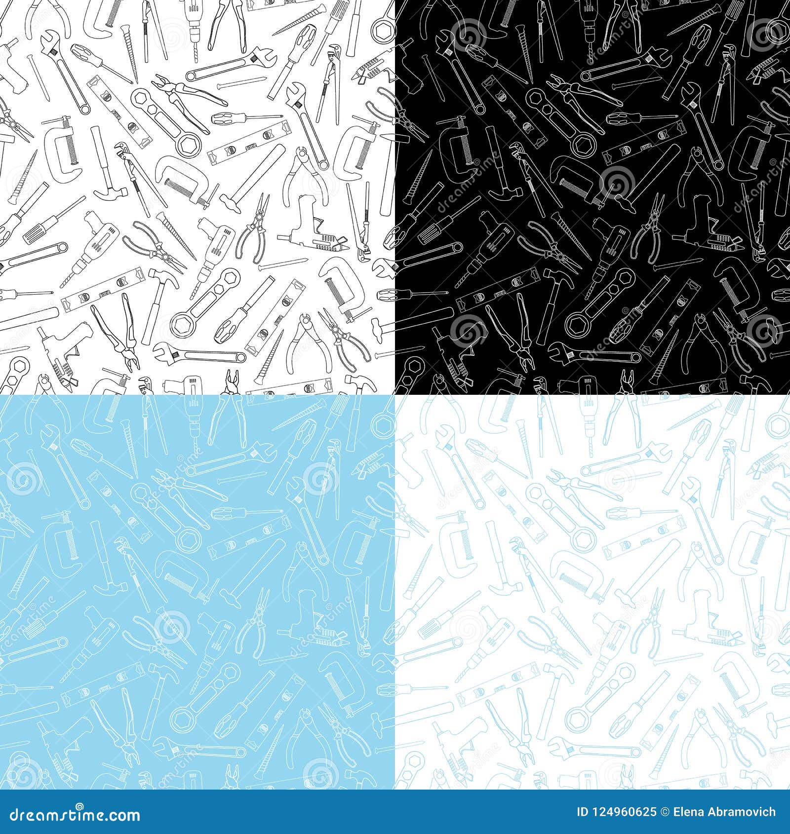 Hardware Tool Set Linear Seamless Pattern. Vector Carpenter Of Working Tools | CartoonDealer.com ...