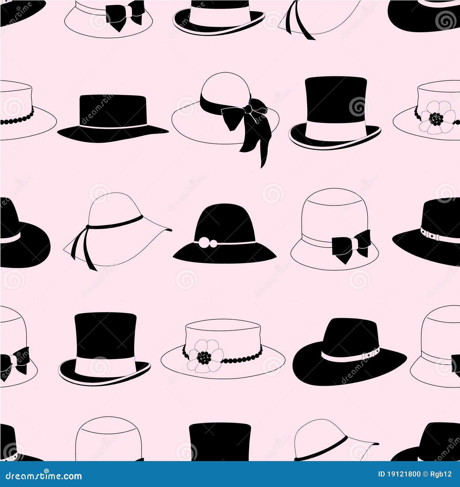 Seamless pattern with hats stock vector. Illustration of beauty - 19121800