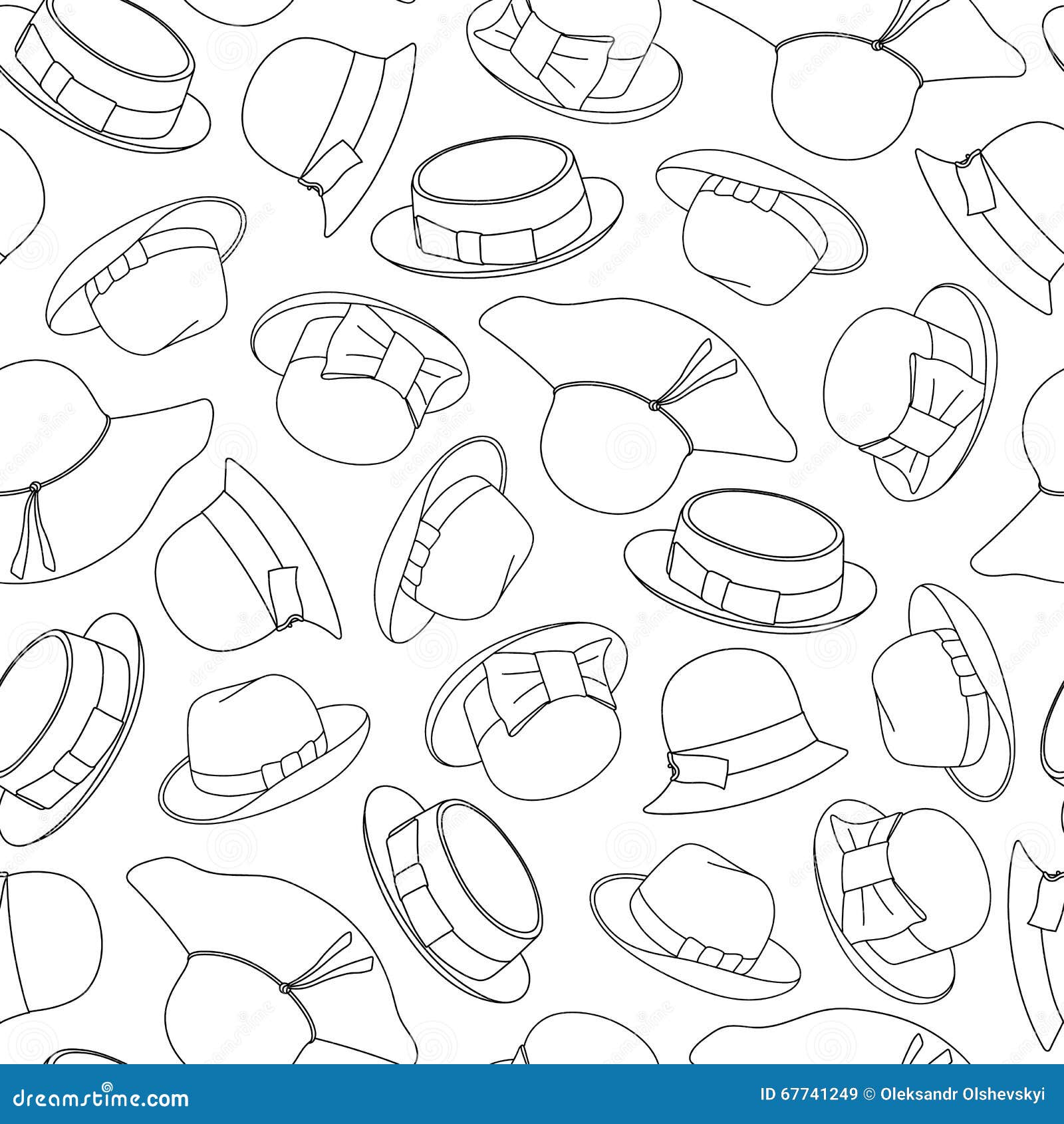 Seamless pattern with hats stock vector. Illustration of beauty - 67741249