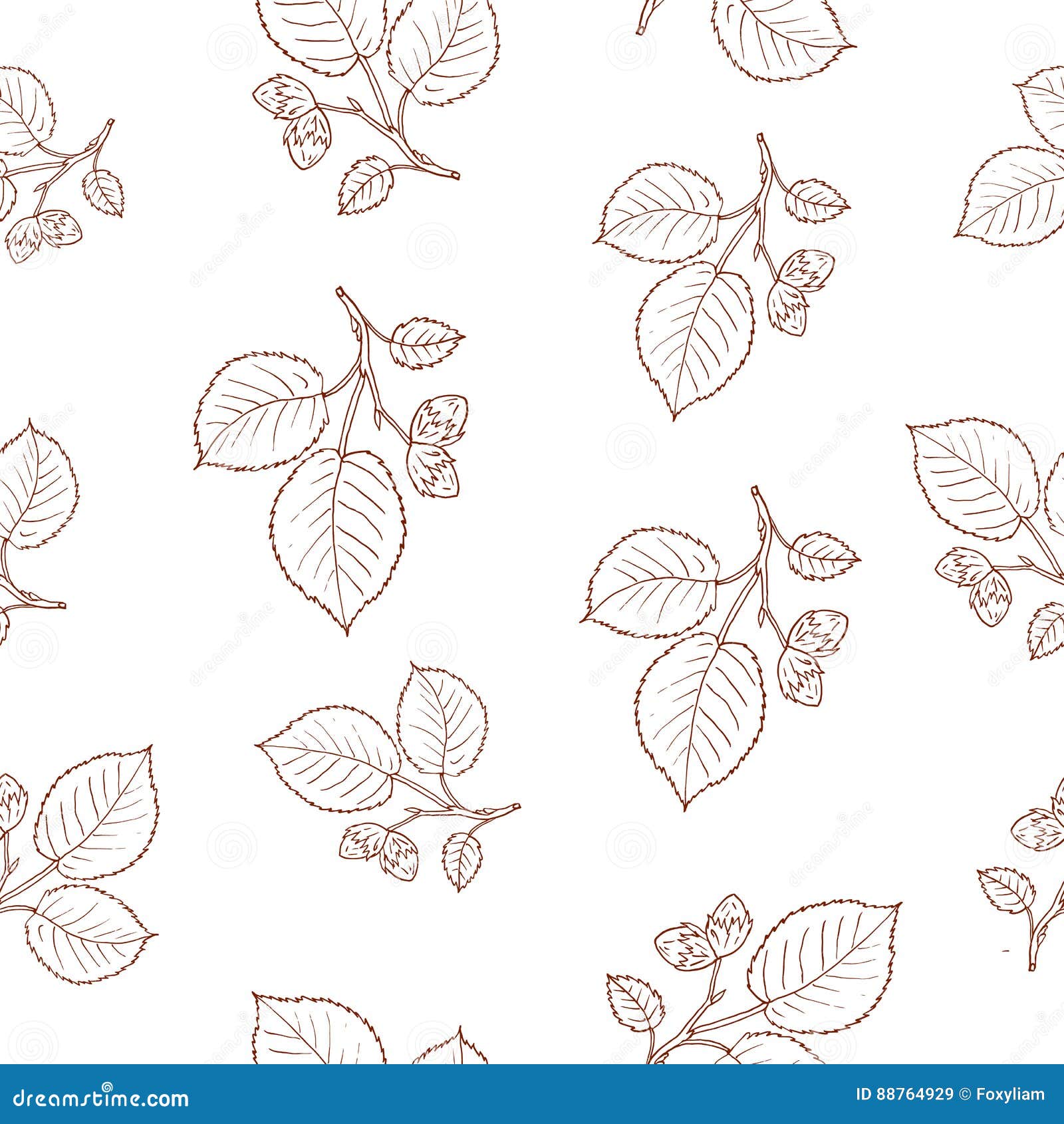 Seamless Pattern with Hazelnut Tree Branches. Stock Vector ...