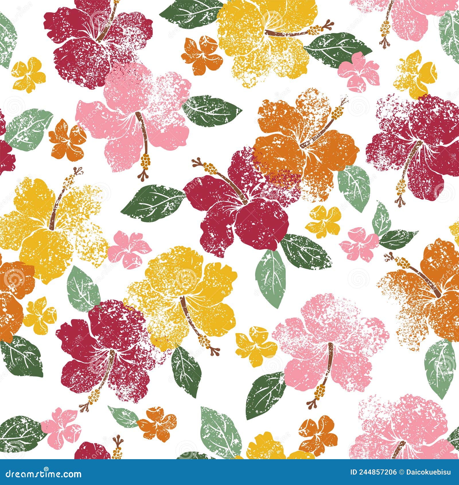Seamless Pattern of Hazy Tropical Flowers and Plants, Stock Vector ...