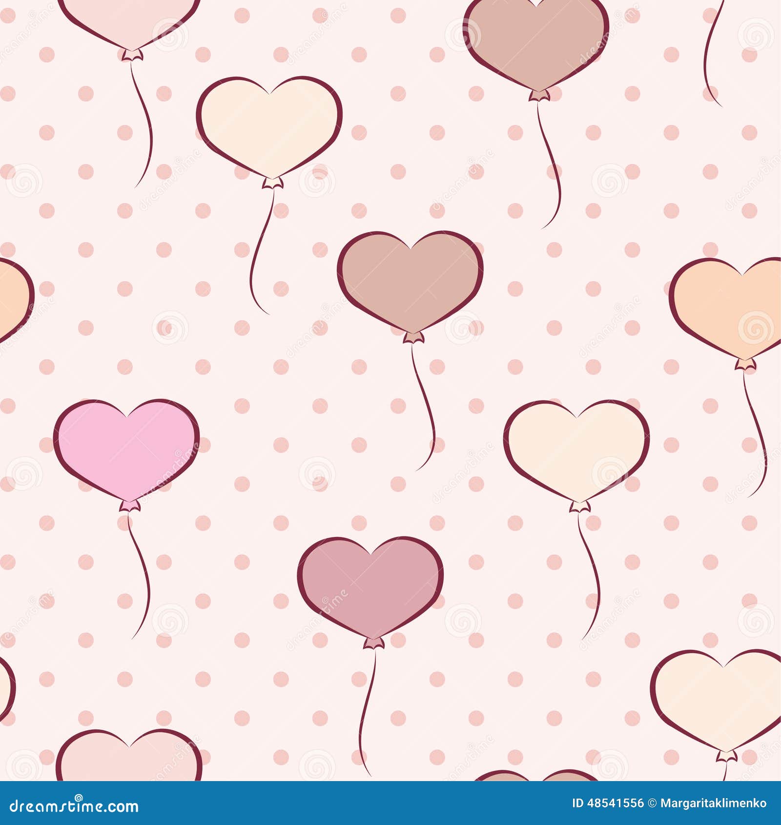 Seamless Pattern with Heart Shaped Balloons Stock Vector - Illustration ...