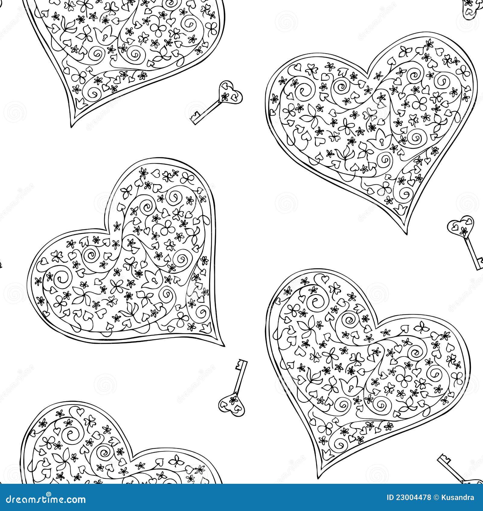 Seamless Pattern with Heart-shaped Locks and Keys Stock Vector ...