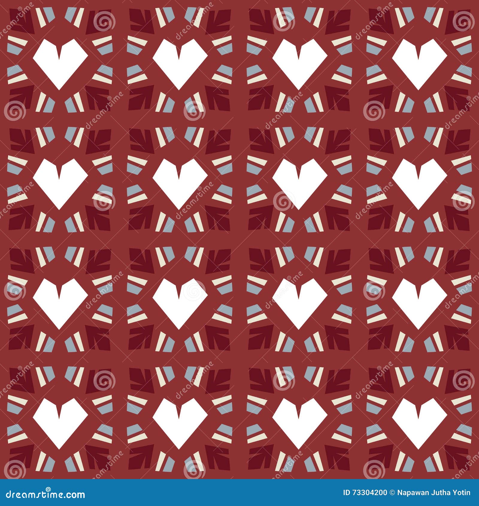 Seamless Pattern Heart Tile and Grid Background Stock Vector ...