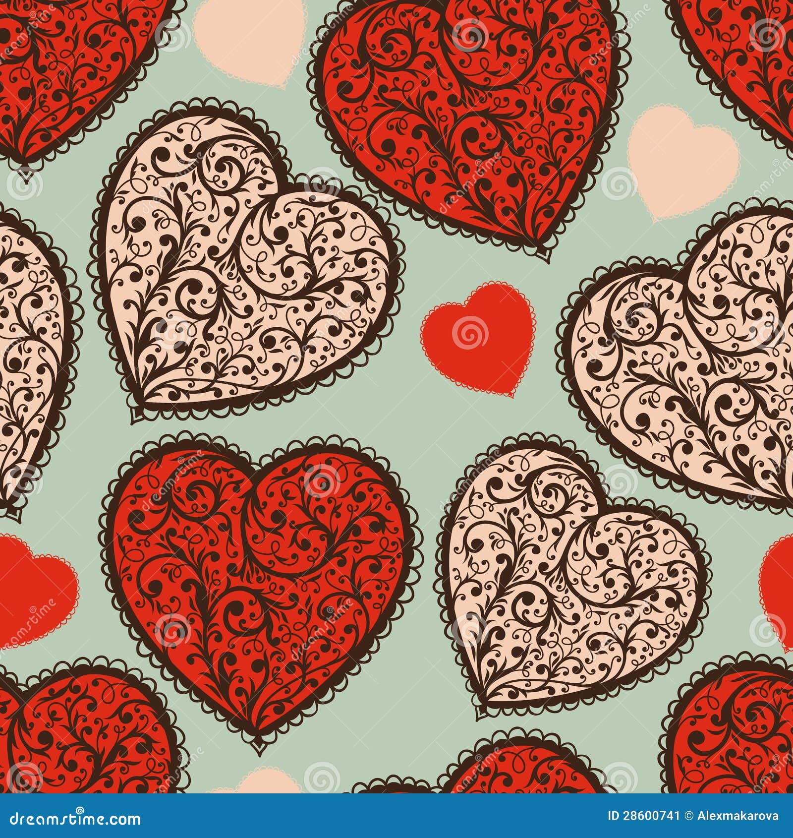 Seamless Pattern with Hearts Stock Vector - Illustration of holiday ...