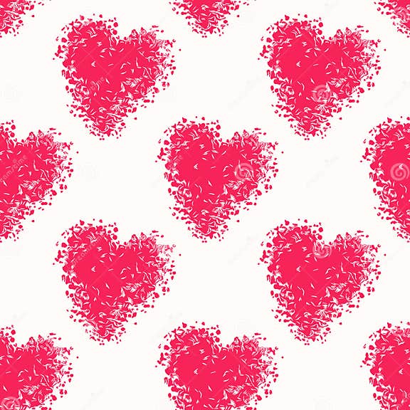 Seamless Pattern with Hearts in Doodle Style. Vector Stock Illustration ...
