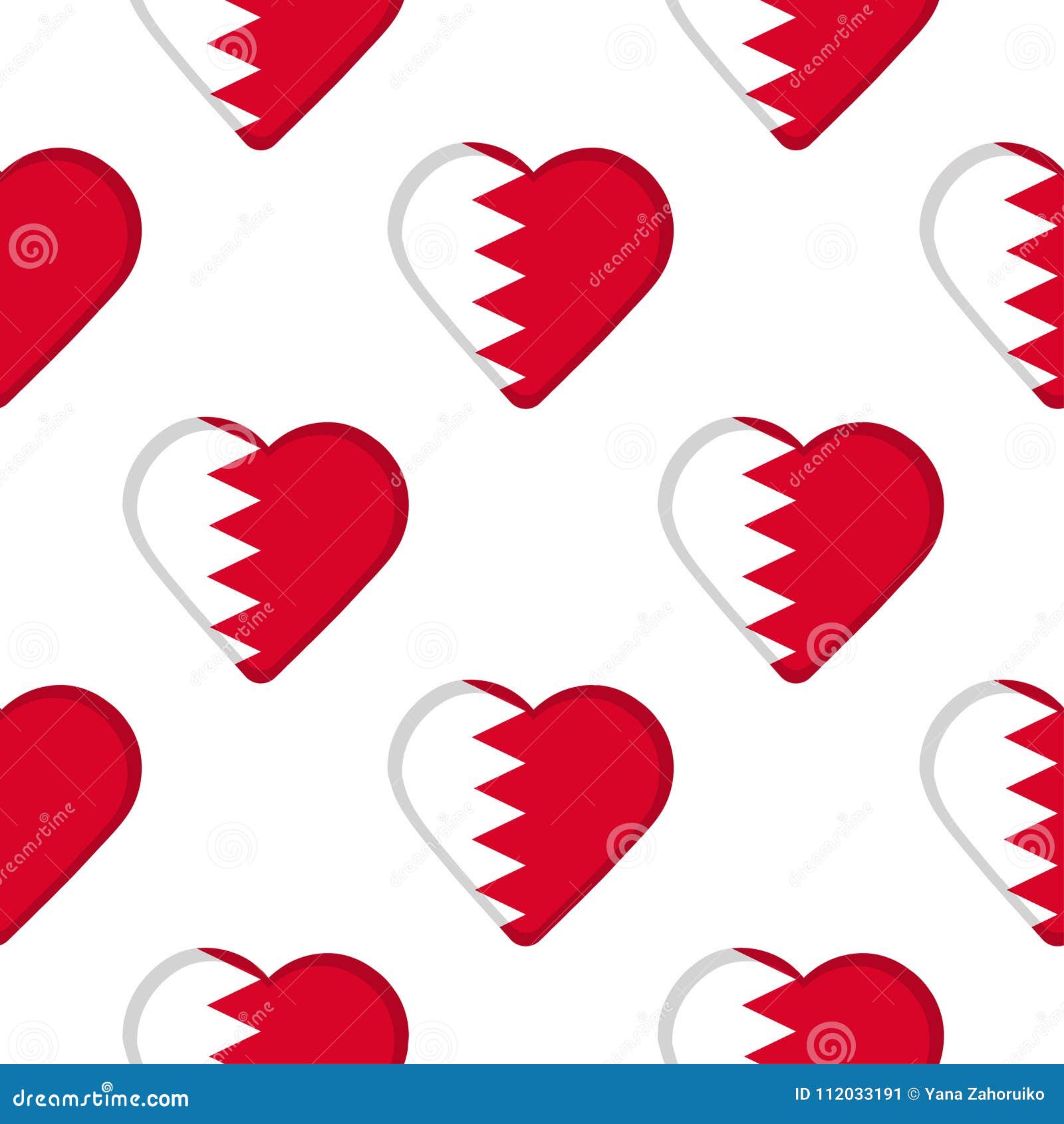 Seamless Pattern from the Hearts with Flag of Bahrain. Stock ...