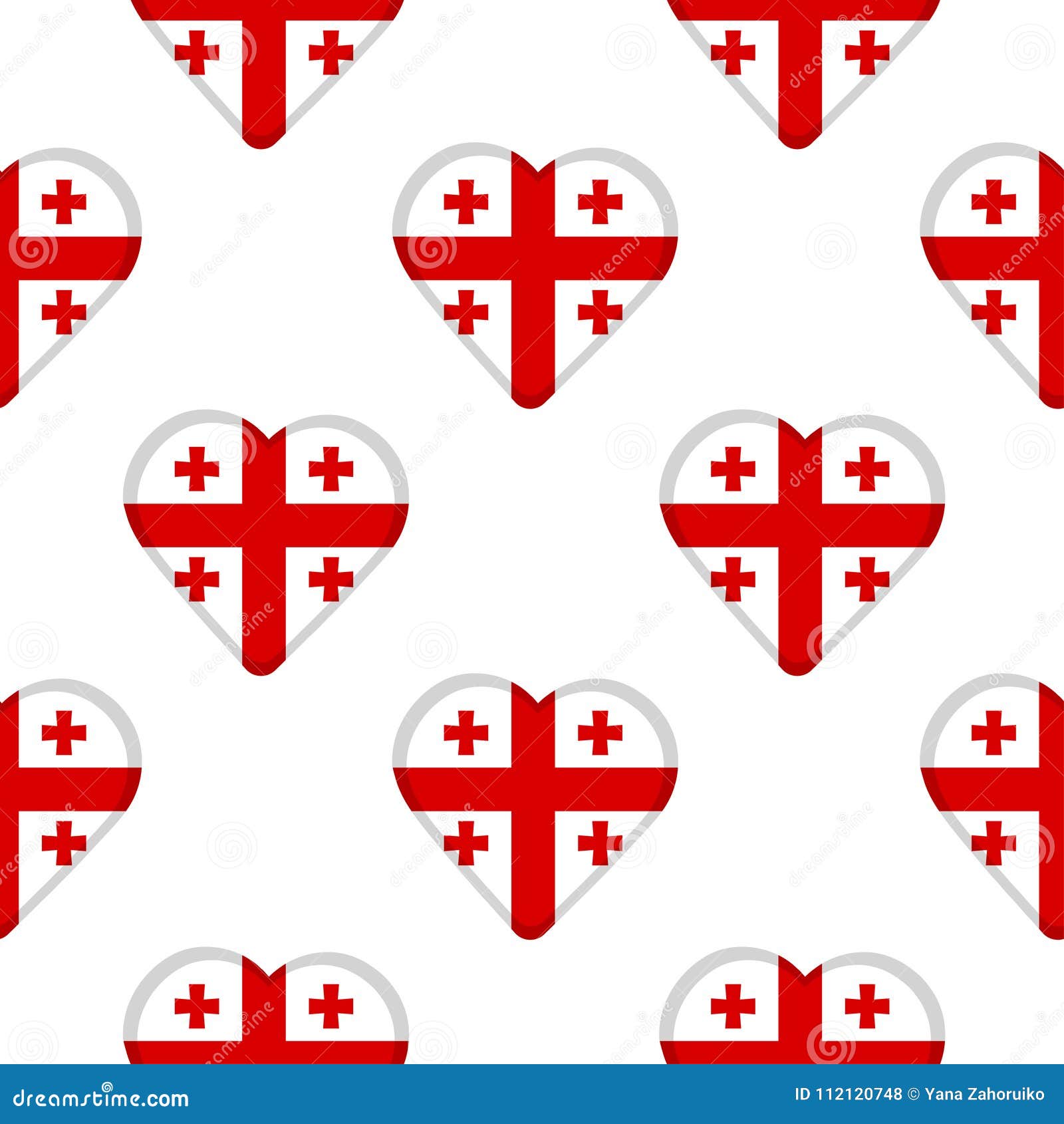 Seamless Pattern from the Hearts with Flag of Georgia. Stock ...