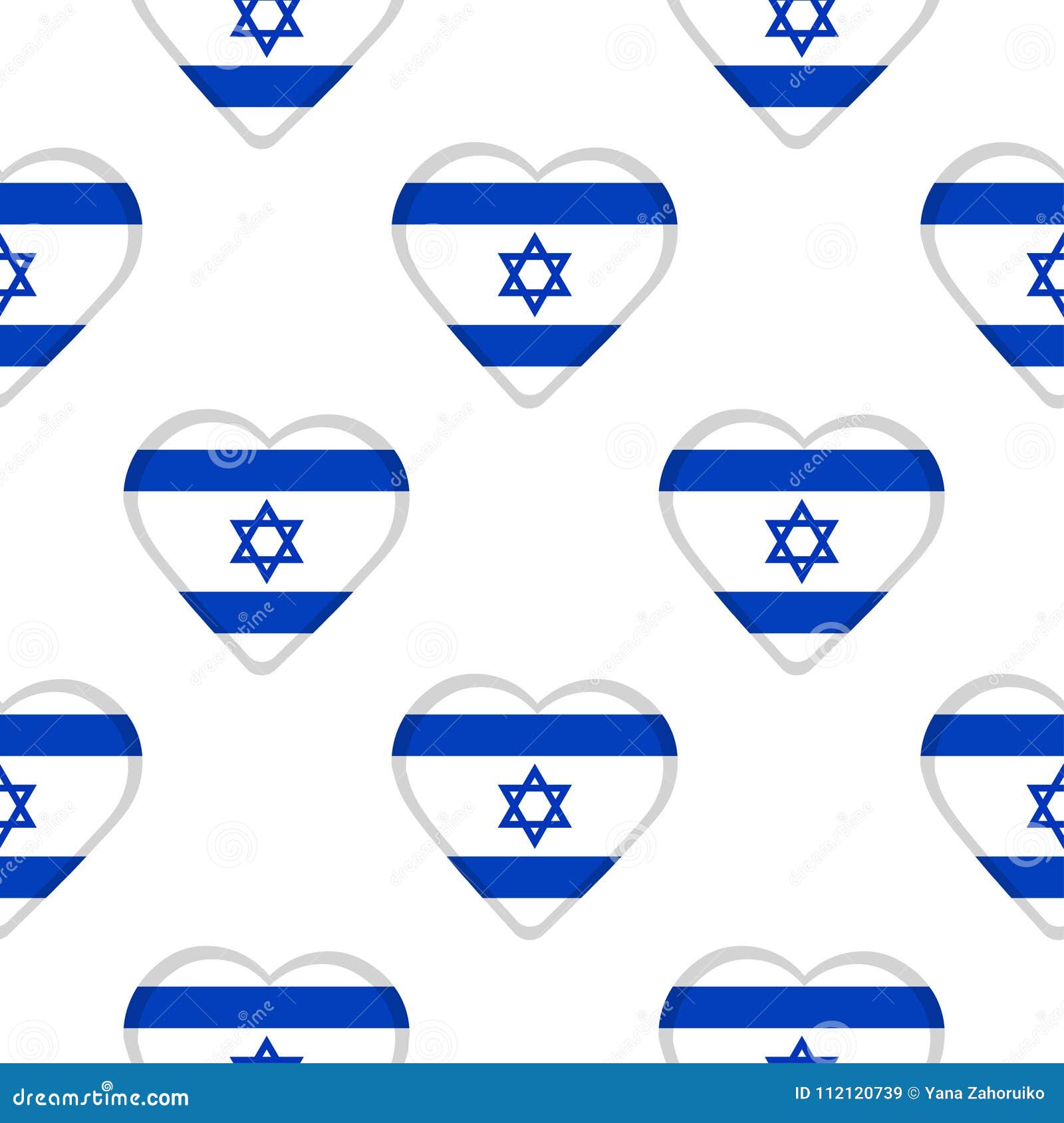 Seamless Pattern from the Hearts with Flag of Israel. Stock Vector ...