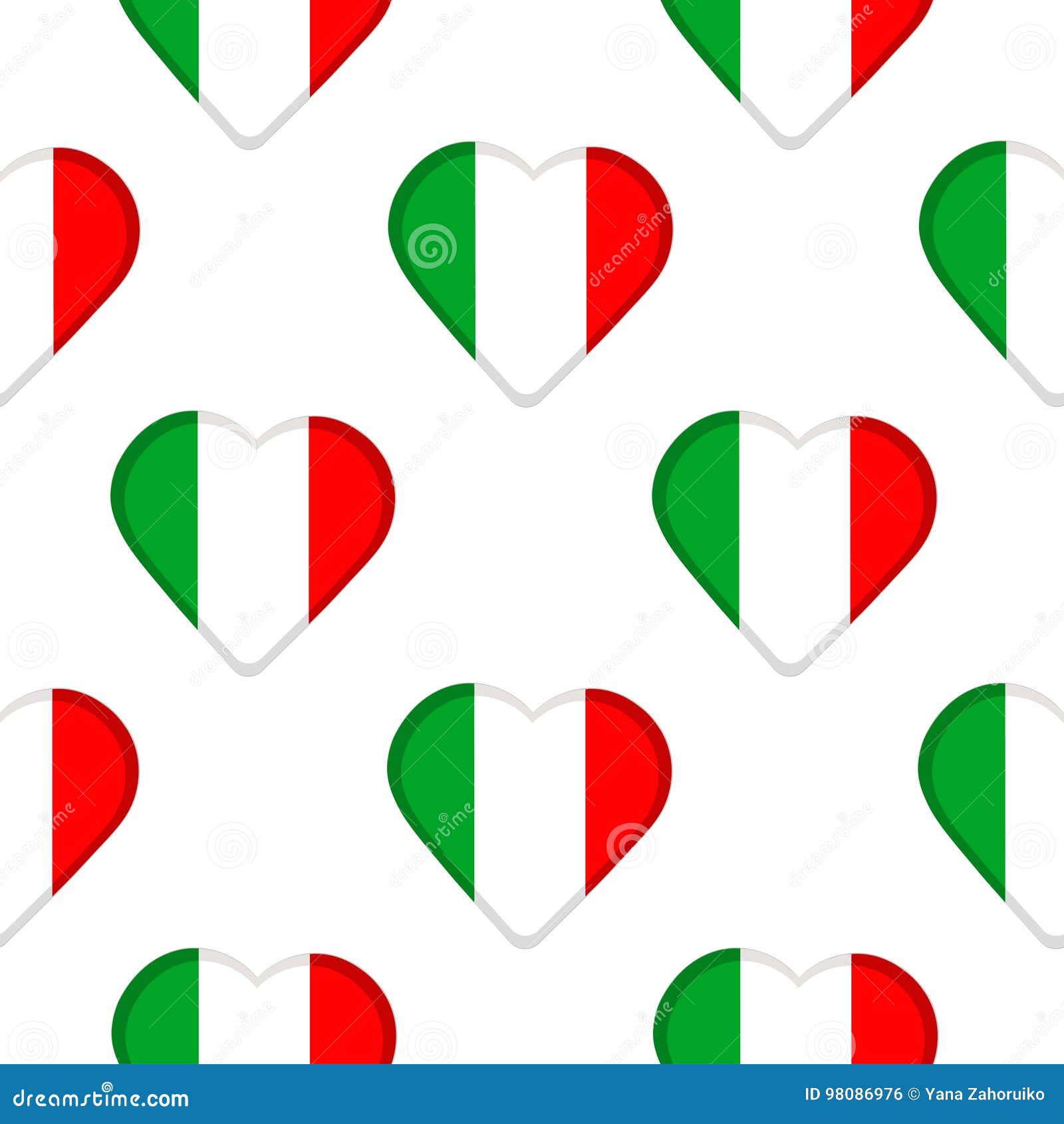 Seamless Pattern from the Hearts with Italy Flag. Stock Illustration ...