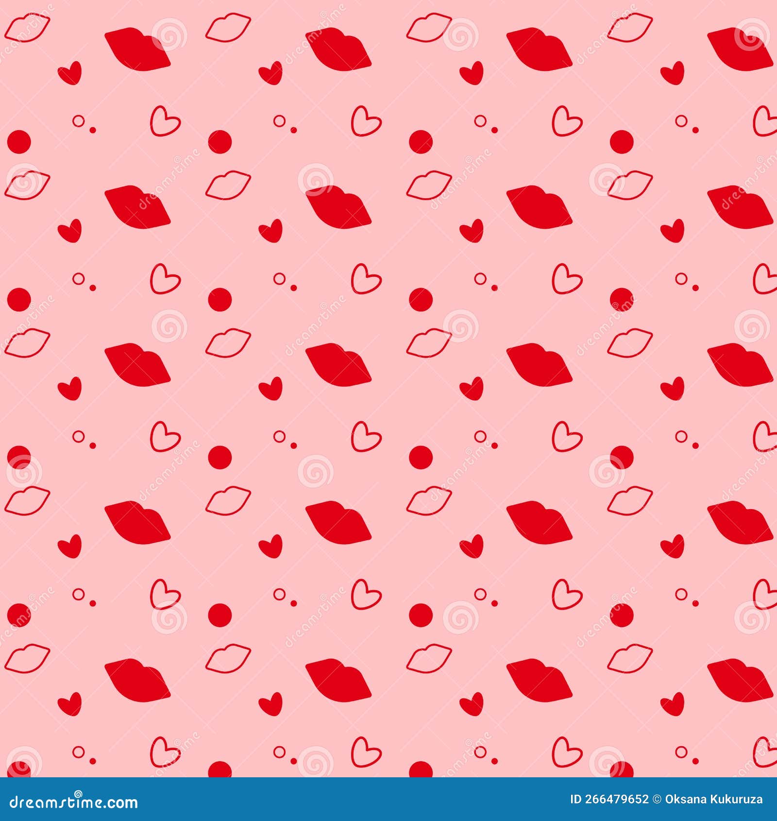 Seamless Pattern with Hearts and Lips. Background with Lips and Hearts ...