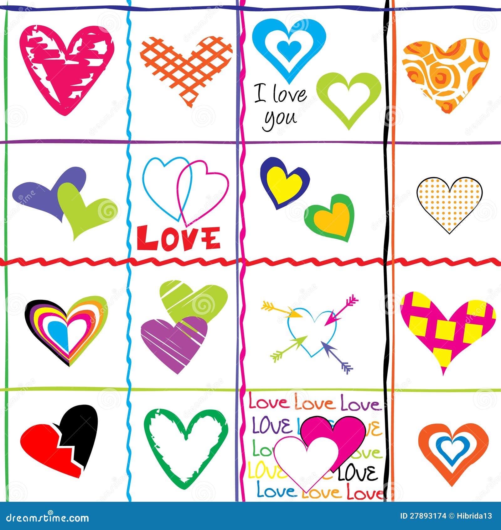 Seamless Pattern with Hearts and Love Messages Stock Vector ...