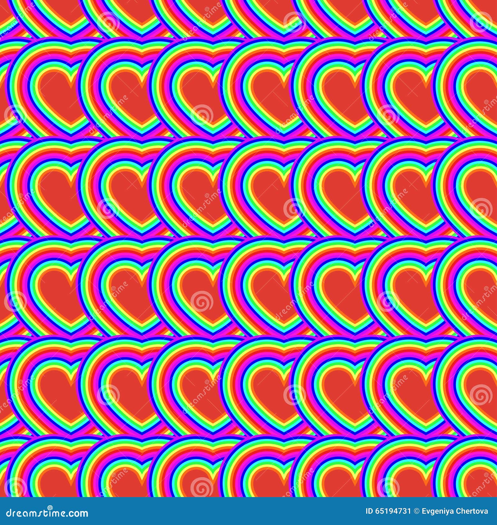 Seamless Pattern of Hearts Rainbow. Psychedelic Stock Vector ...