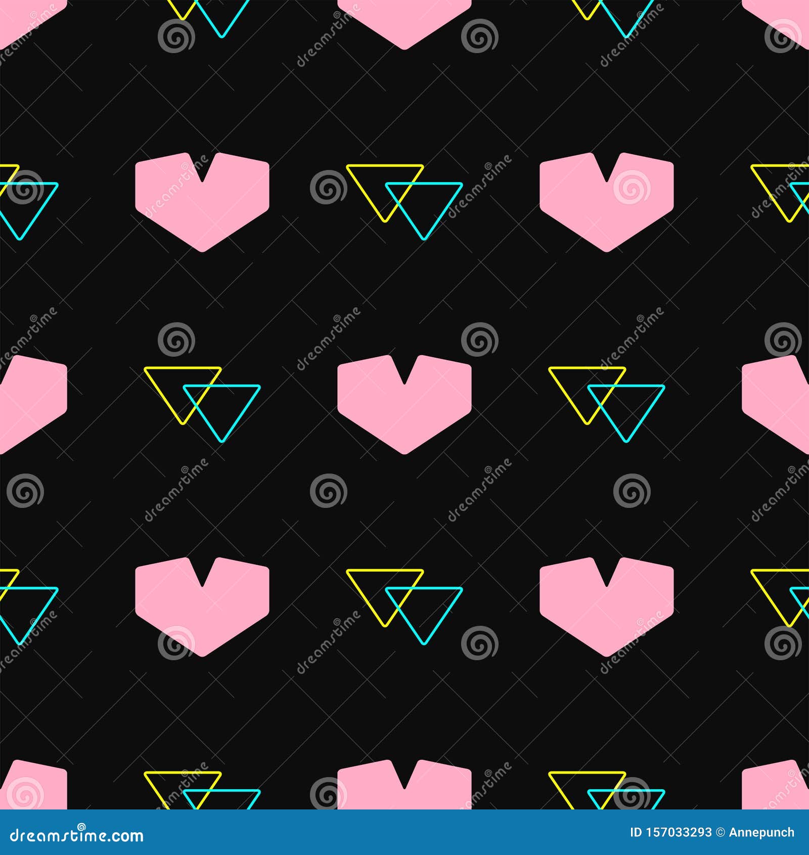 Seamless Pattern with Hearts and Triangles. Cute Print Stock Vector ...