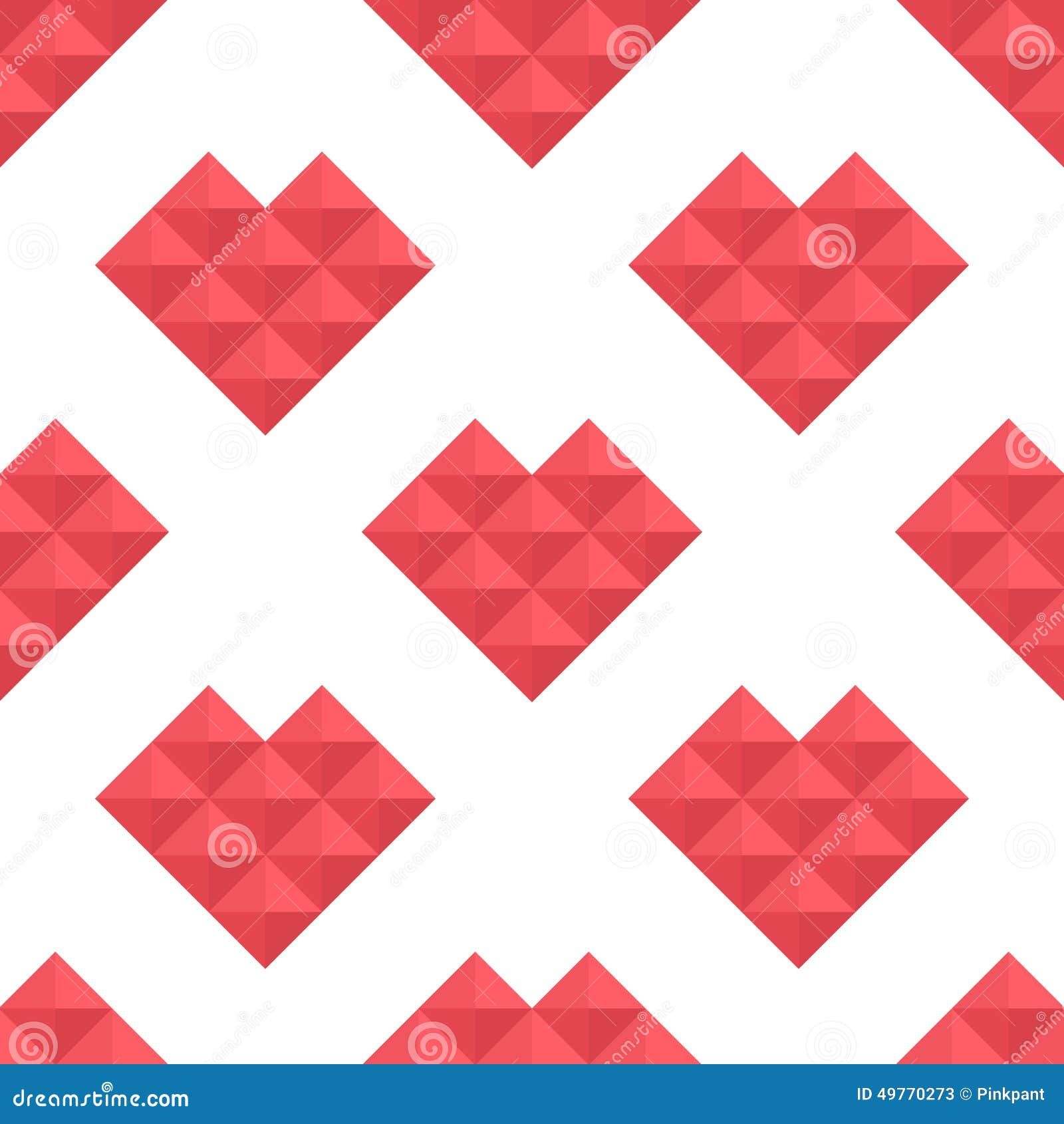 Seamless Pattern Hearts of Triangles Stock Vector - Illustration of ...